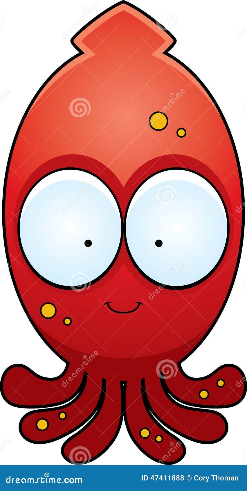 Cartoon Squid Smiling stock vector. Illustration of vector - 47411888