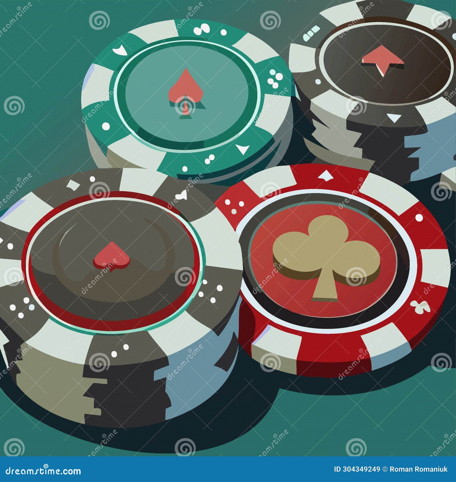 Cartoon Stack Casino Chips for Poker Game. Illustration Vector Stock ...