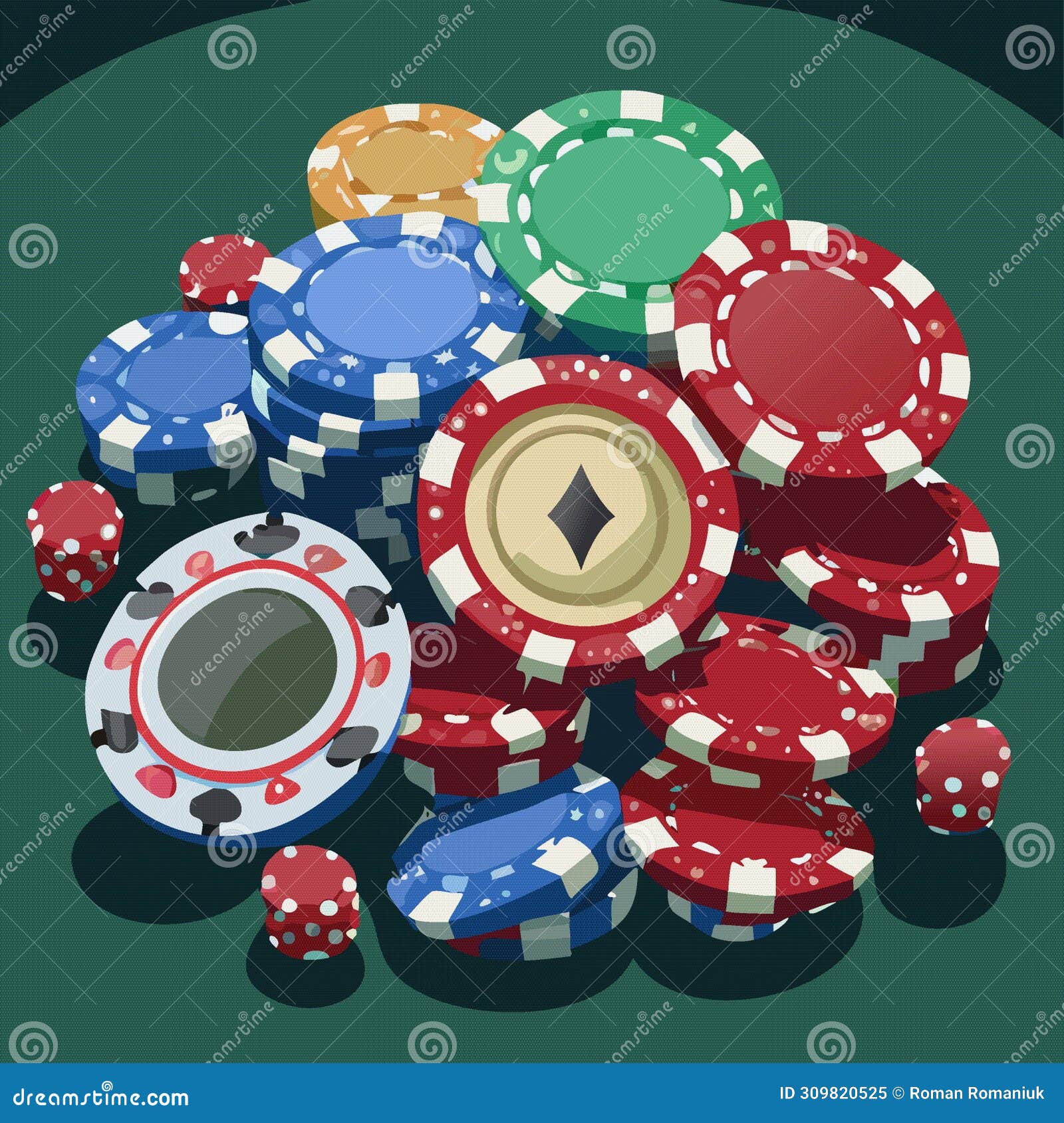 Cartoon Stack Casino Chips for Poker Game. Illustration Vector Stock ...