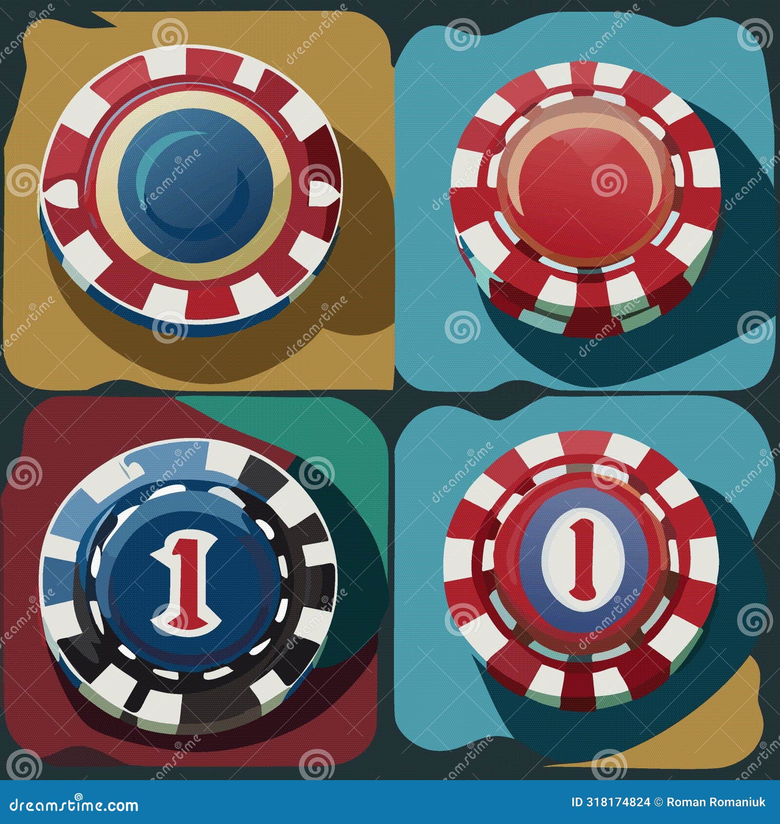 Cartoon Stack Casino Chips for Poker Game. Illustration Vector Stock ...