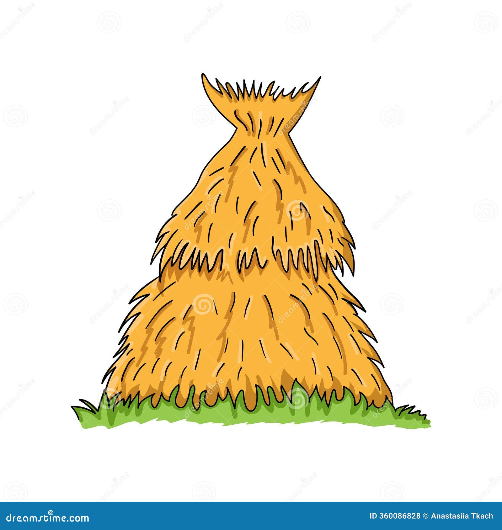 Cartoon Stack of Hay Isolated on White. Rustic Farm Vector Illustration ...