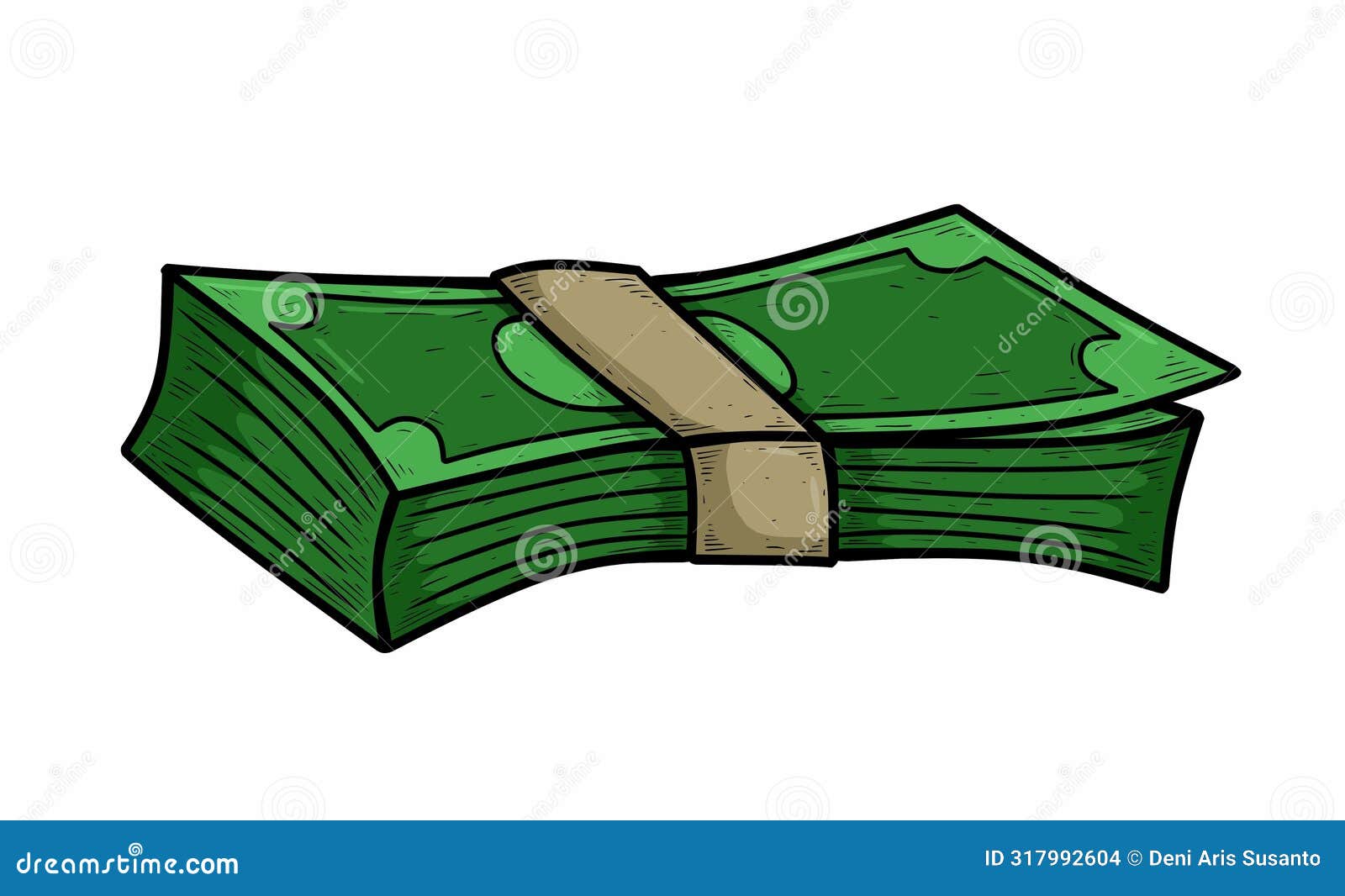Cartoon Stack of Money on White Stock Illustration - Illustration of ...