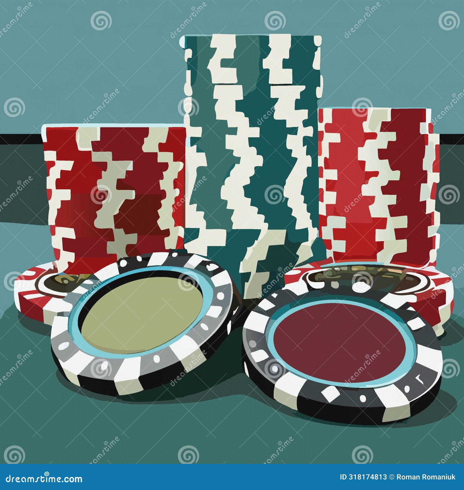 Cartoon Stack of Poker Casino Chips. Illustration Vector Stock Vector ...