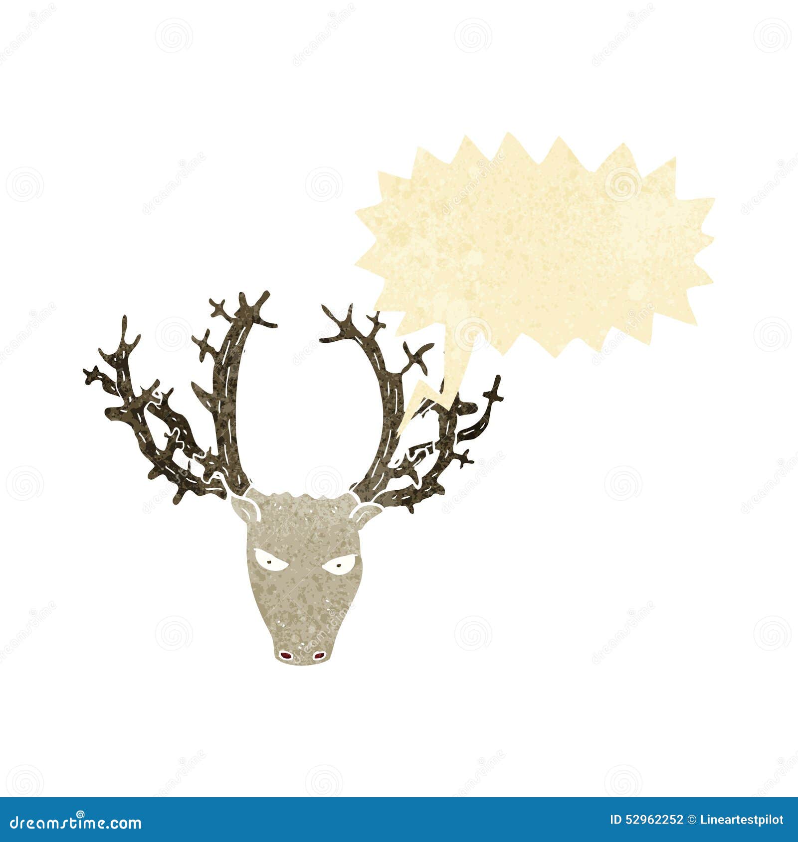 Cartoon Stag Head with Speech Bubble Stock Illustration - Illustration ...