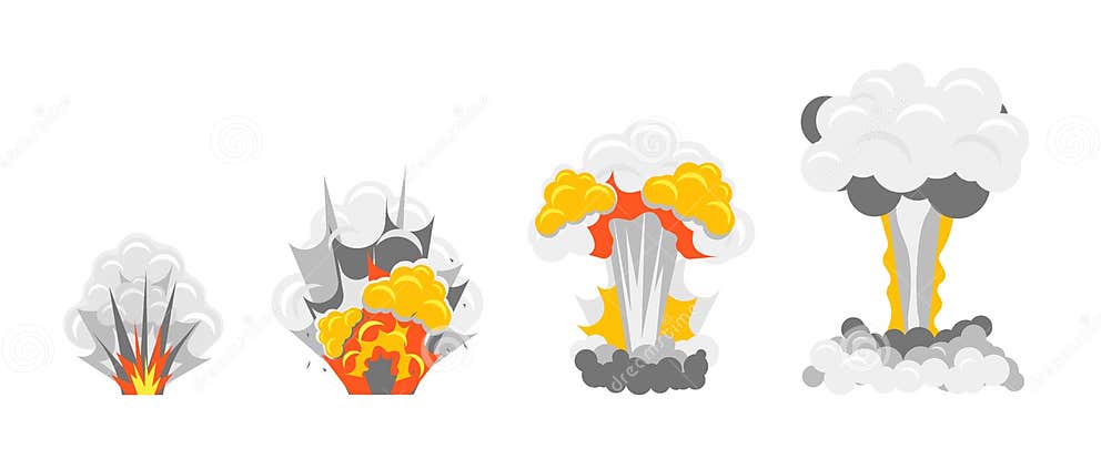 Cartoon Stages Process of Explotion Effect Set. Vector Stock Vector ...