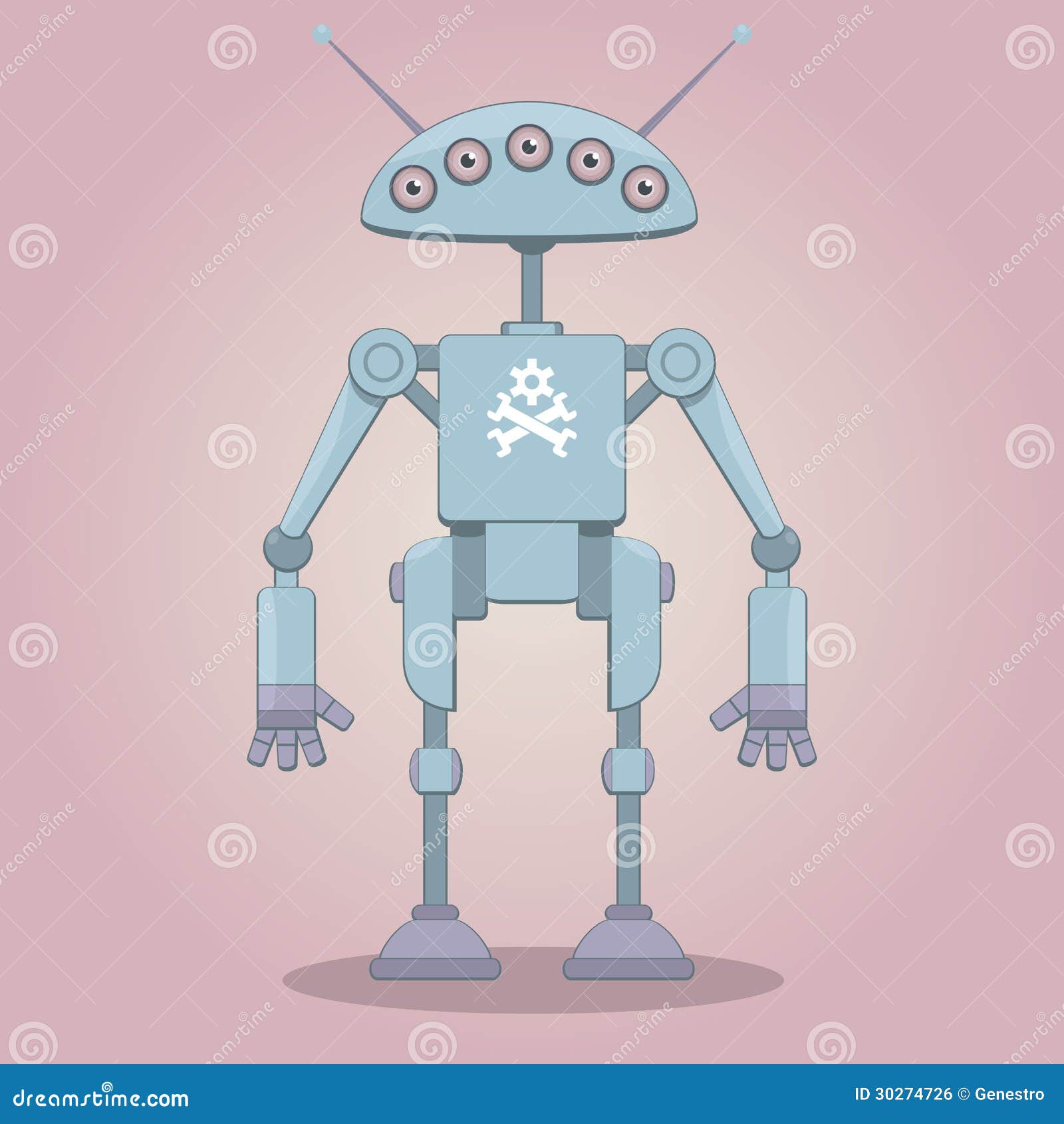 Standing Cyborg Oversees Robotic Arm Manufacturing Progress Generated ...