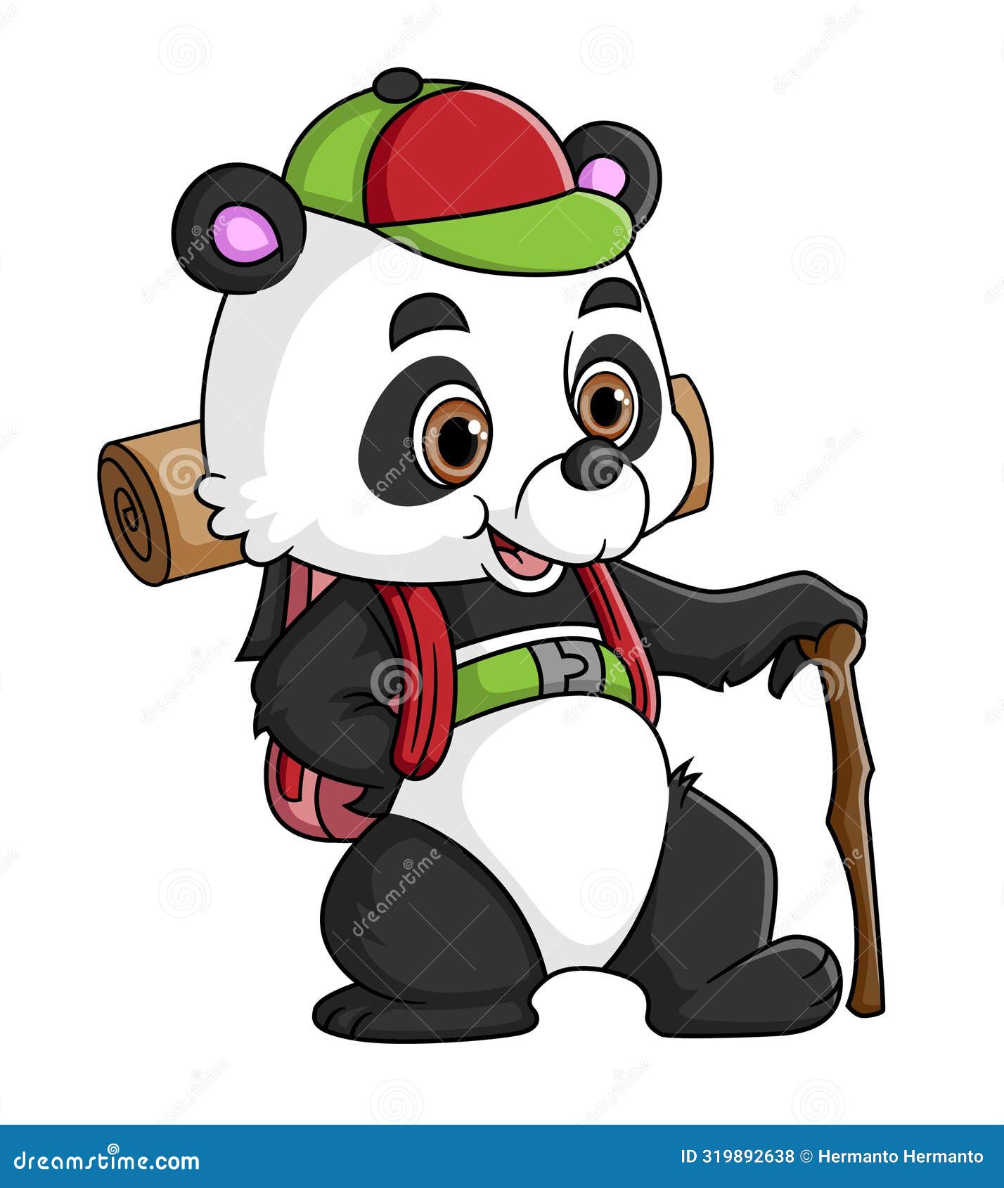 Cartoon Standing Panda with Backpack Stock Vector - Illustration of ...