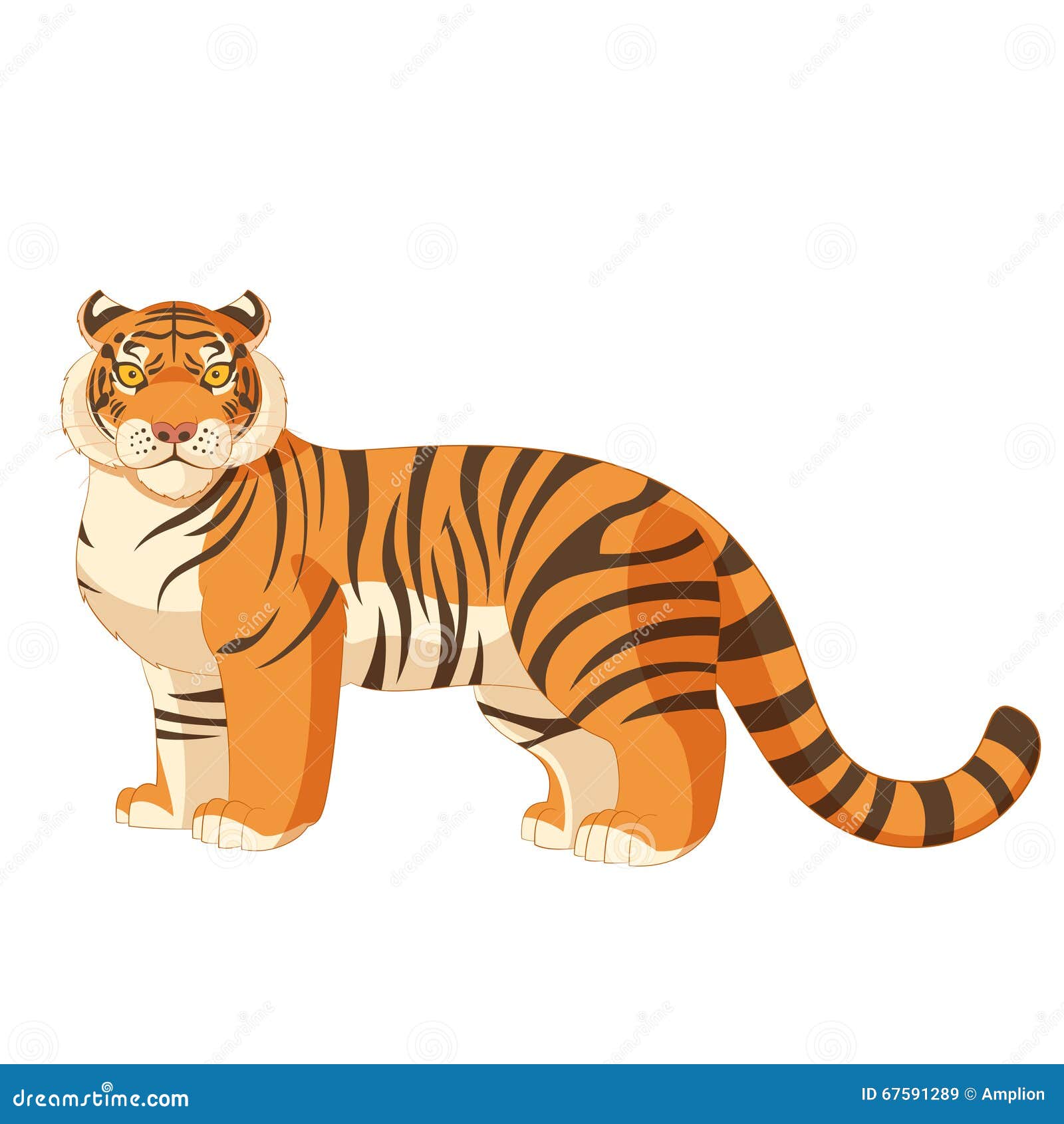 Cartoon standing tiger stock vector. Illustration of painting - 67591289