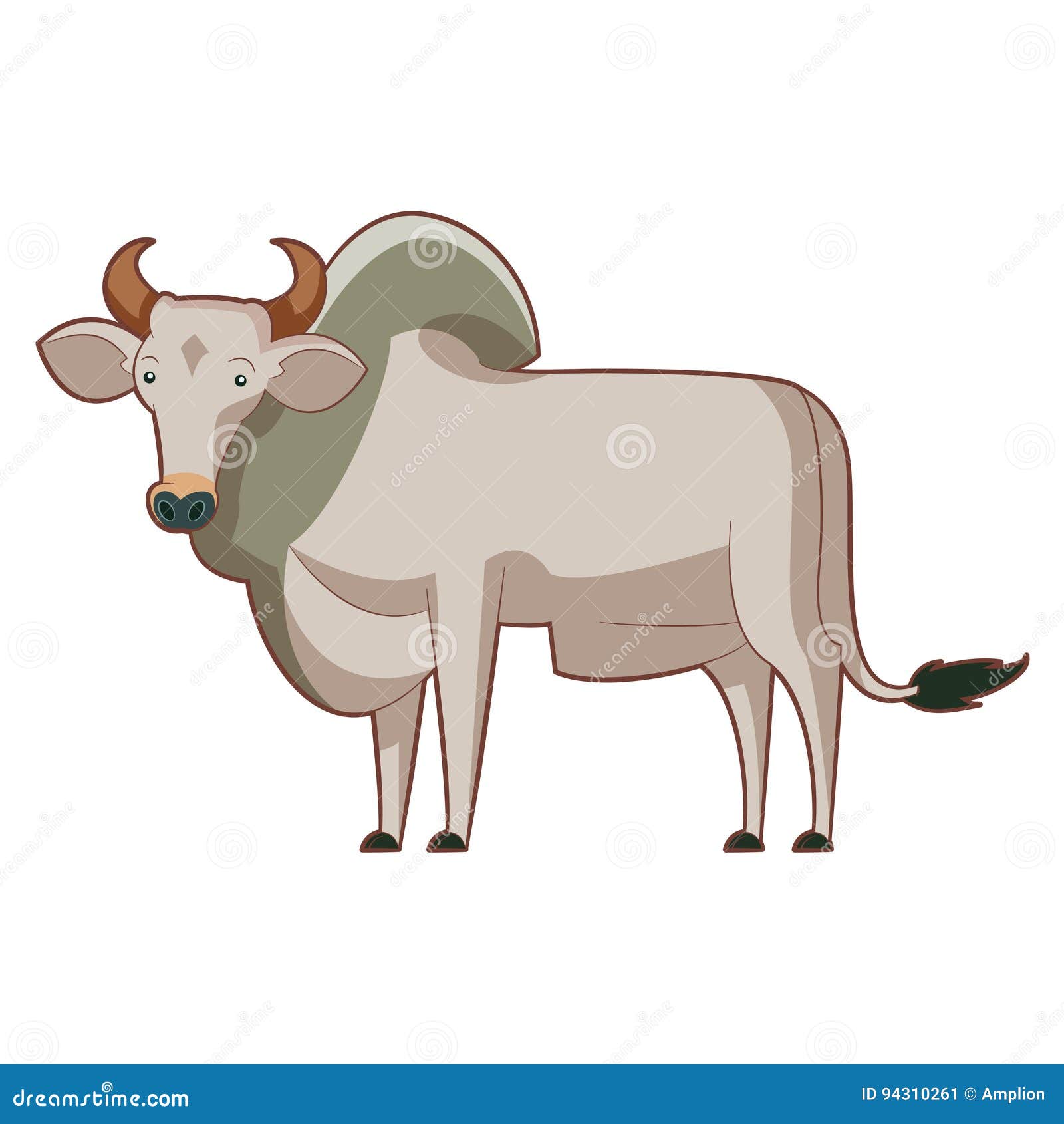 Cartoon standing zebu stock vector. Illustration of horned - 94310261
