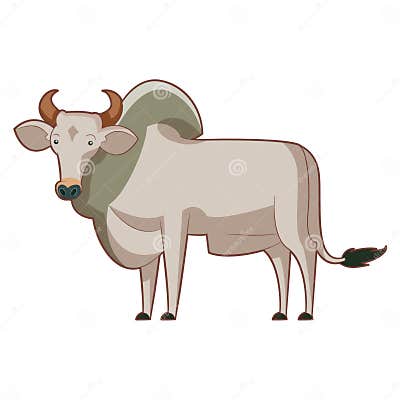 Cartoon standing zebu stock vector. Illustration of horned - 94310261