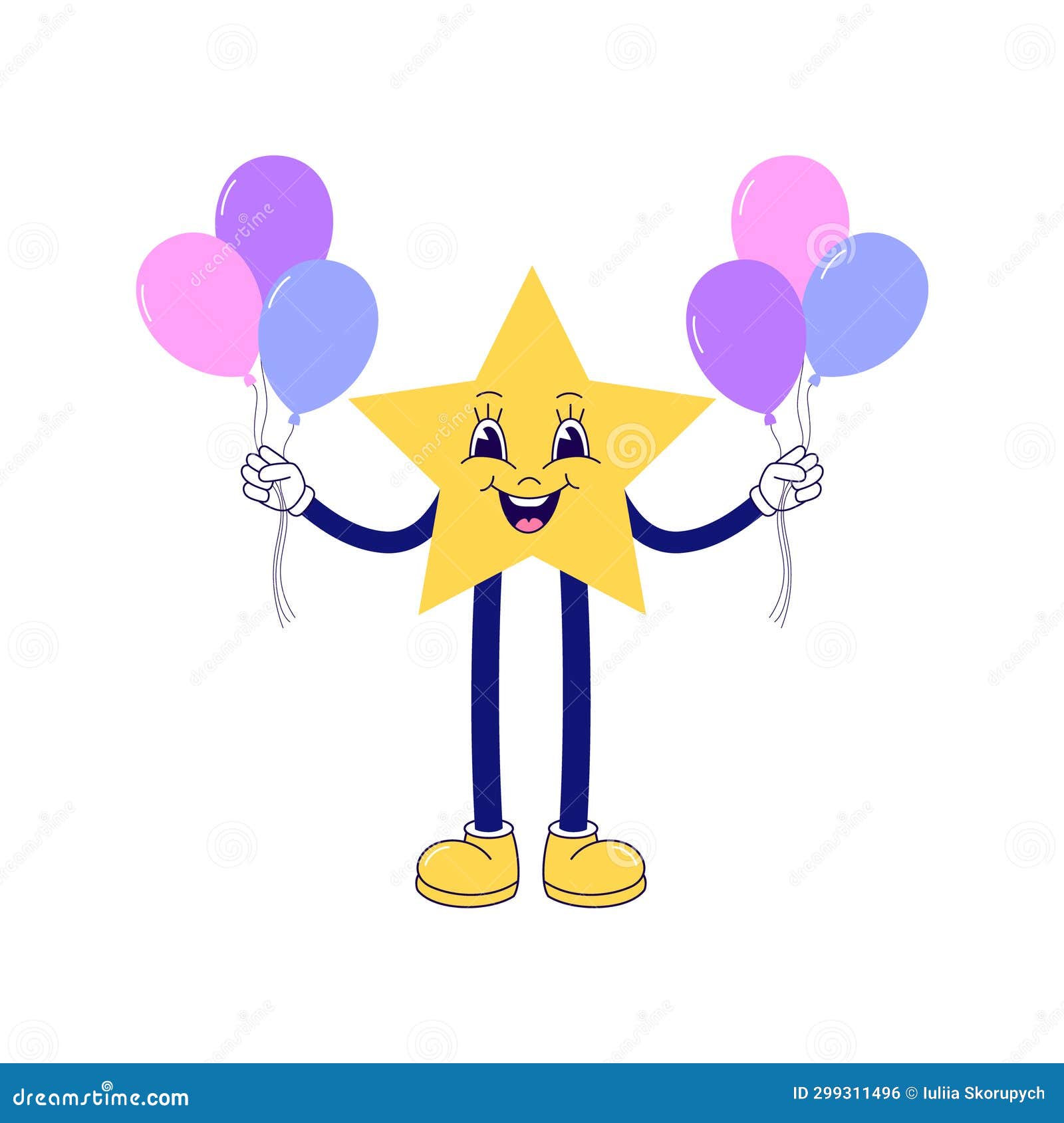Cartoon star with balloons stock illustration. Illustration of holiday ...