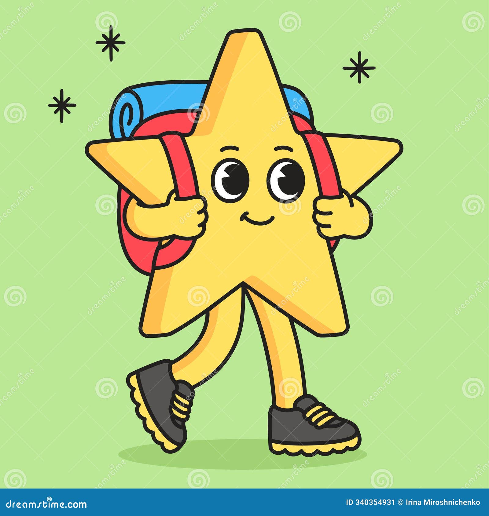Cartoon Star Character Trekking Stock Illustration - Illustration of ...