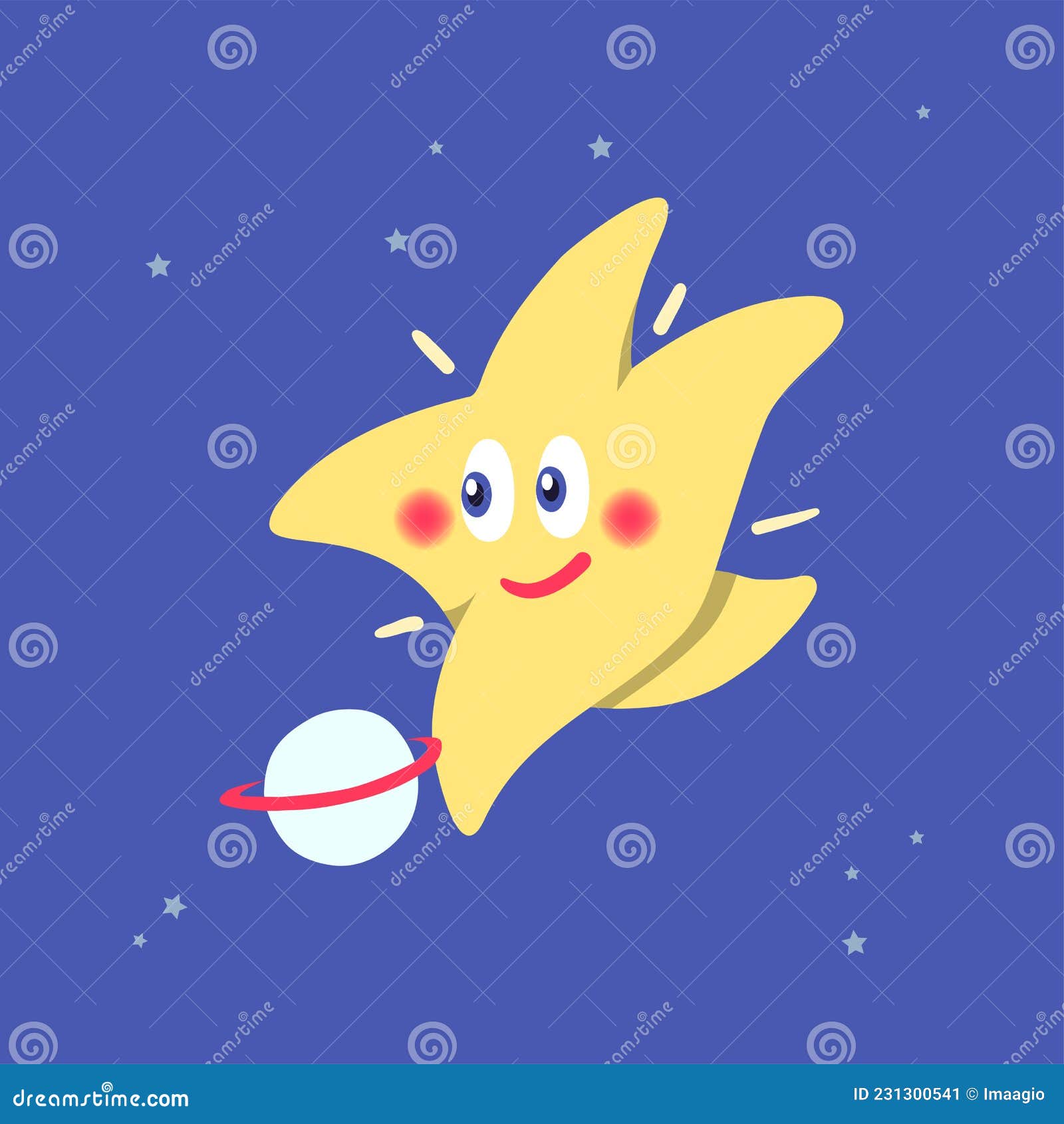 Cartoon Star Playing Scoccer with a Planet. Vector Illustration Stock ...