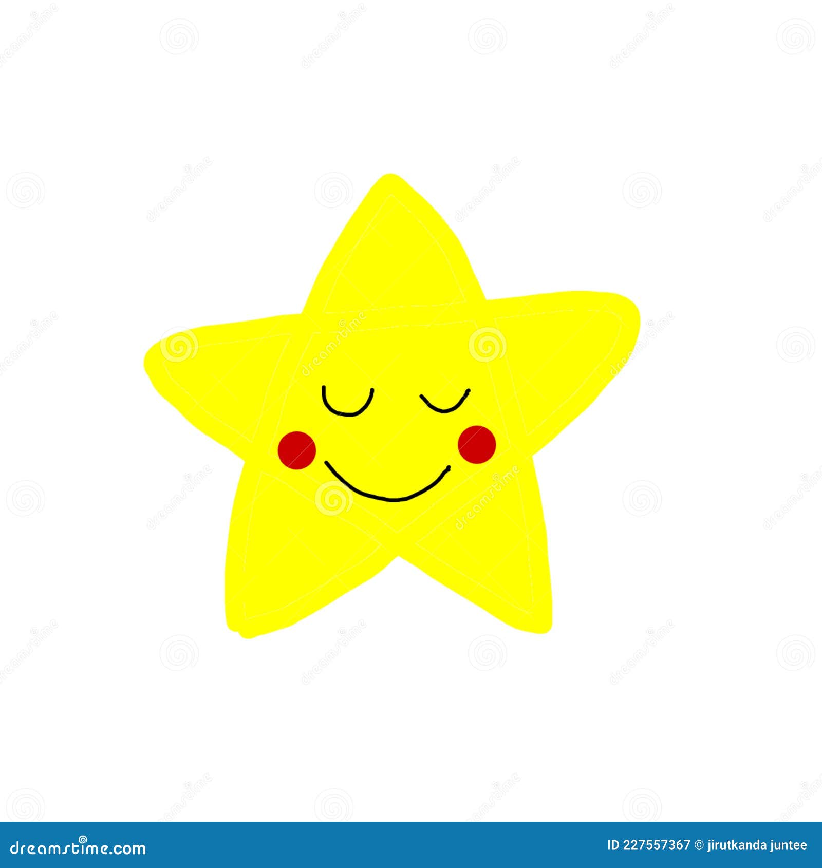 Cartoon Star with Red Cheeks Sleep Well Stock Illustration ...