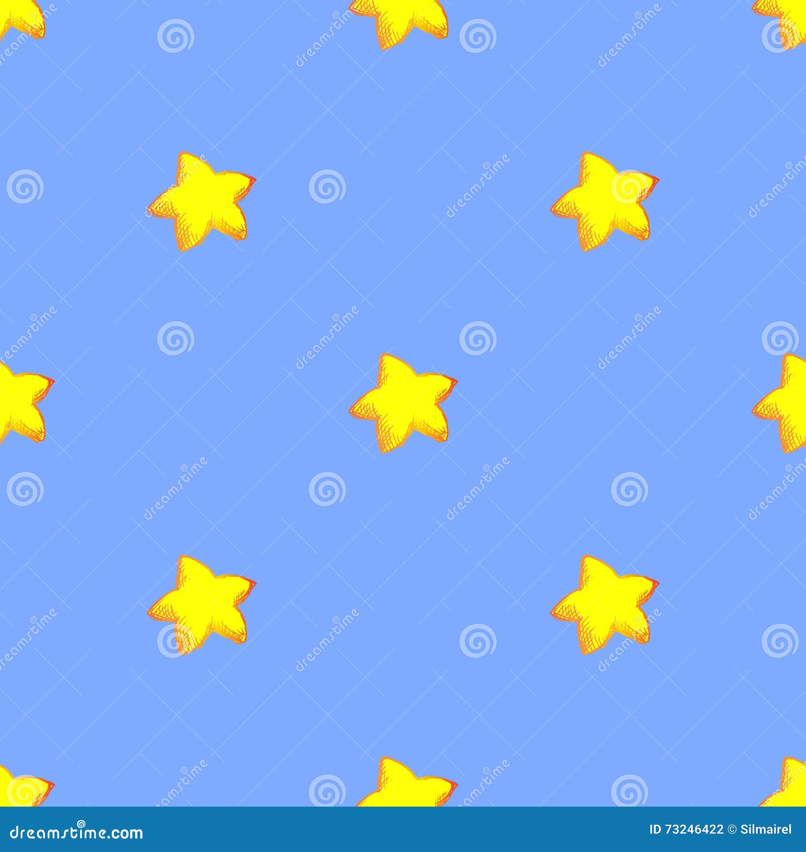 Cartoon Star Sketch Ink Line Art Seamless Pattern Vector Stock Vector ...