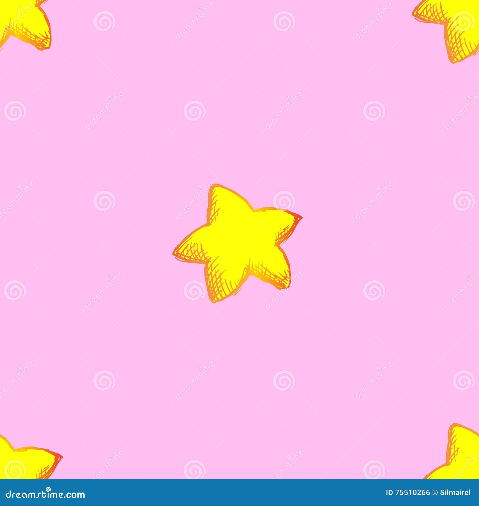 Cartoon Star Sketch Ink Line Art Seamless Pattern Vector Stock Vector ...