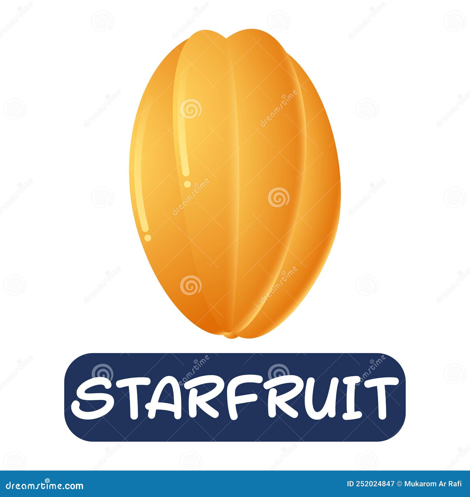 Starfruit In Cartoon Style Stiker On White Background On Isolated ...