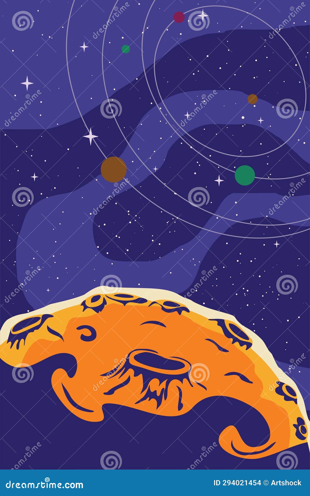 Cartoon starry space stock illustration. Illustration of planet - 294021454