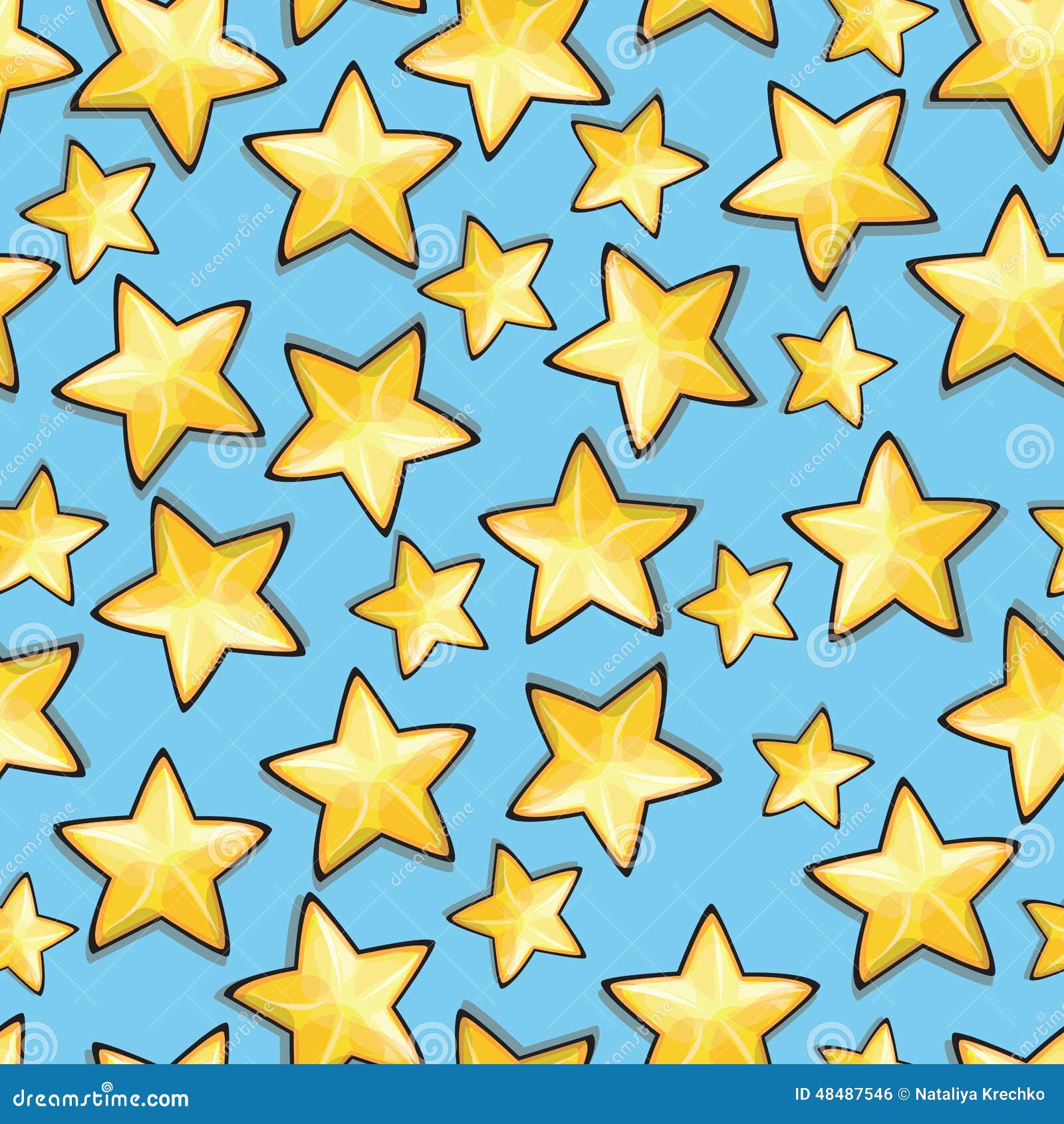 Cartoon Stars Against Blue Background. Seamless Stock Vector ...