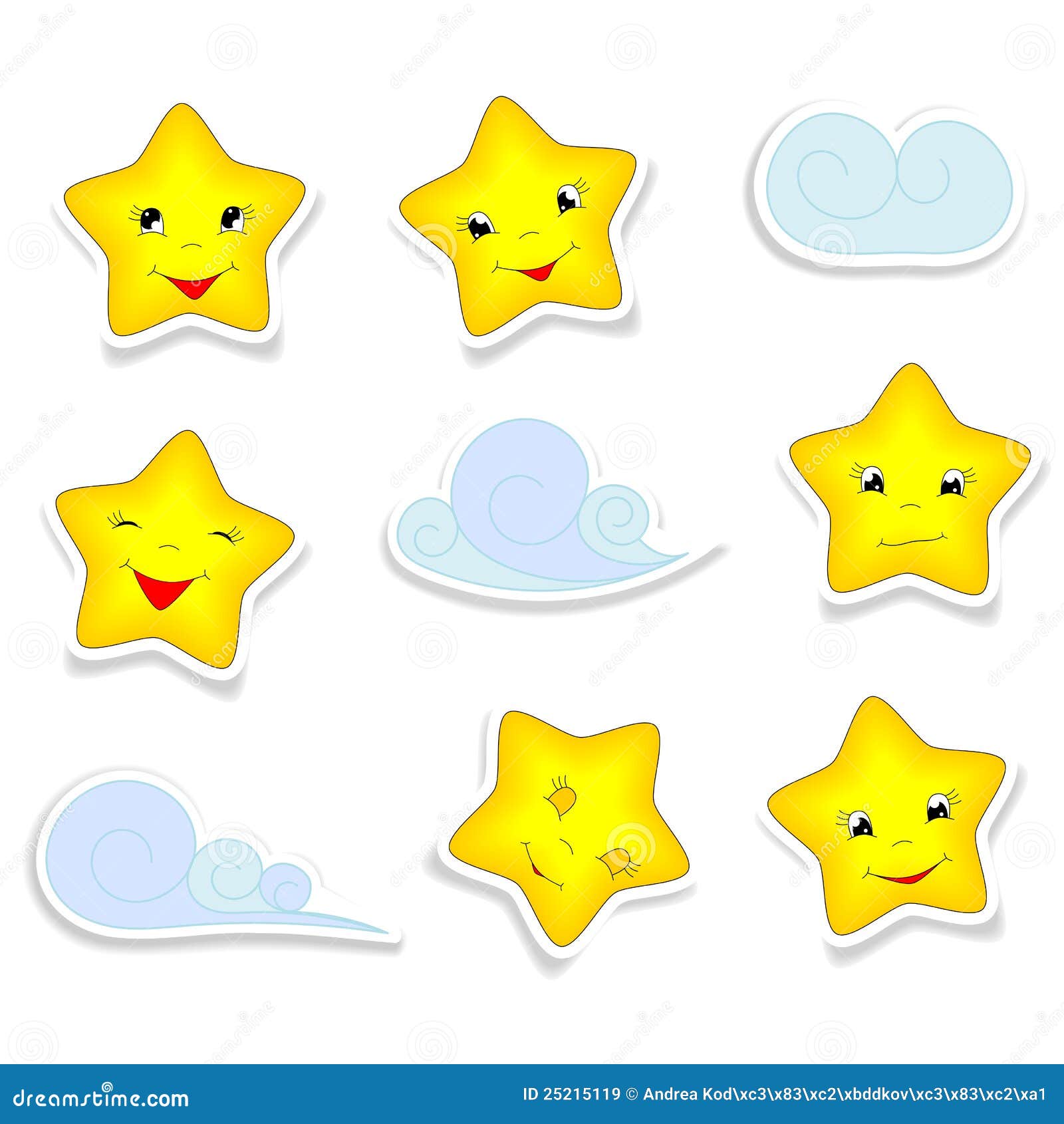 Set Of Cartoon Stars Animation Frame, Hand Drawn Sketch, Doodle Vector ...