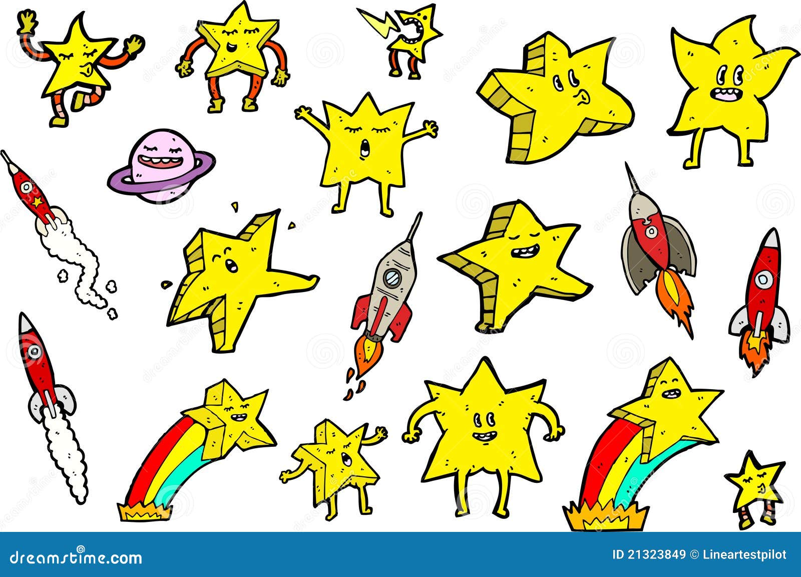 Cartoon Stars Collection stock illustration. Image of many - 21323849