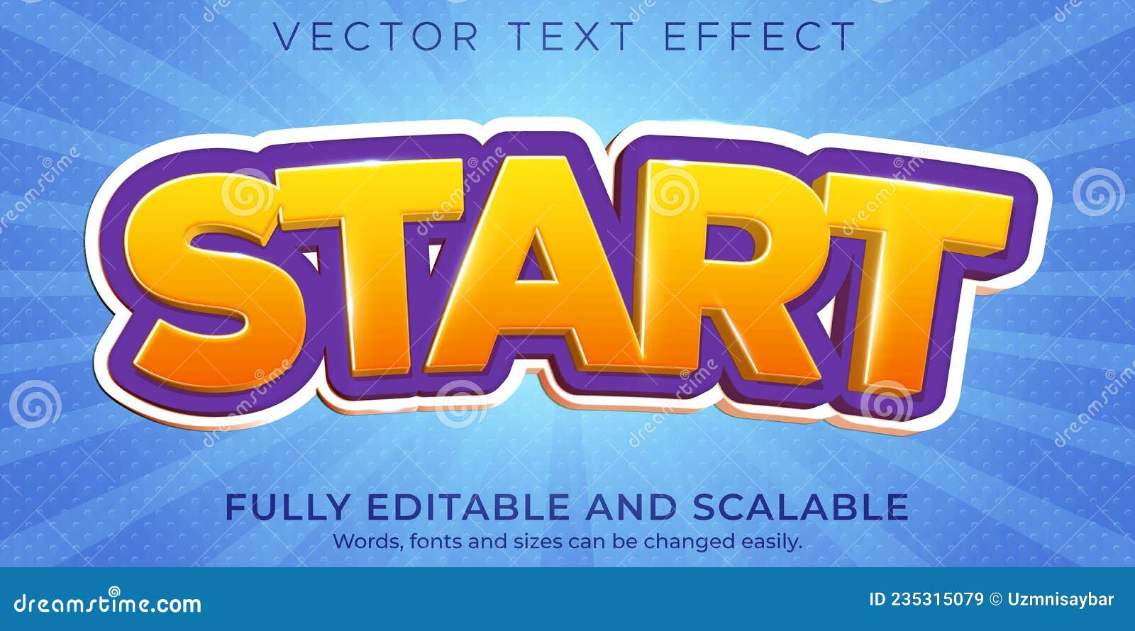 Cartoon Start Text Effect, Editable Comic and Fun Text Style Stock ...