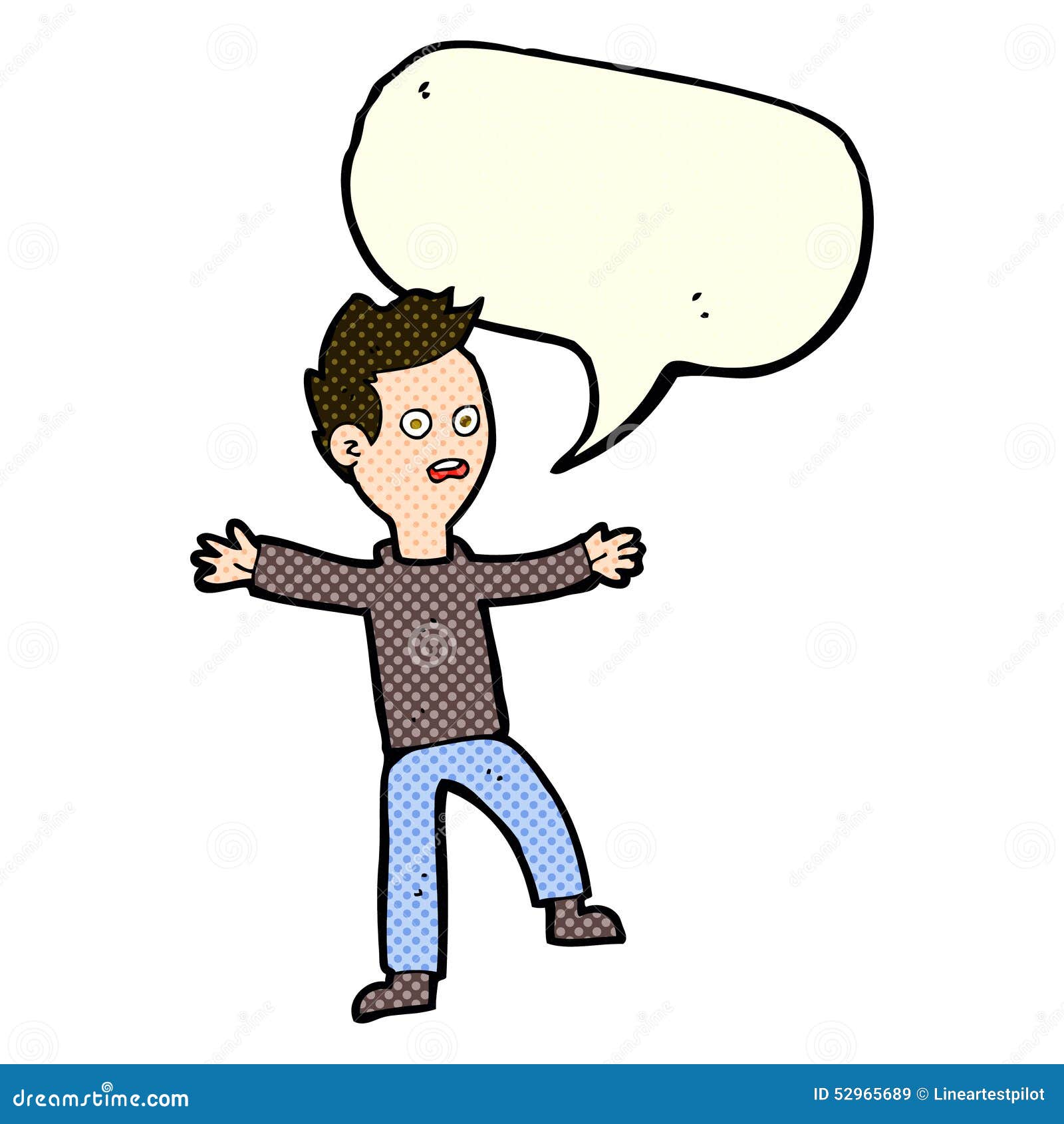 Cartoon Startled Boy with Speech Bubble Stock Illustration ...