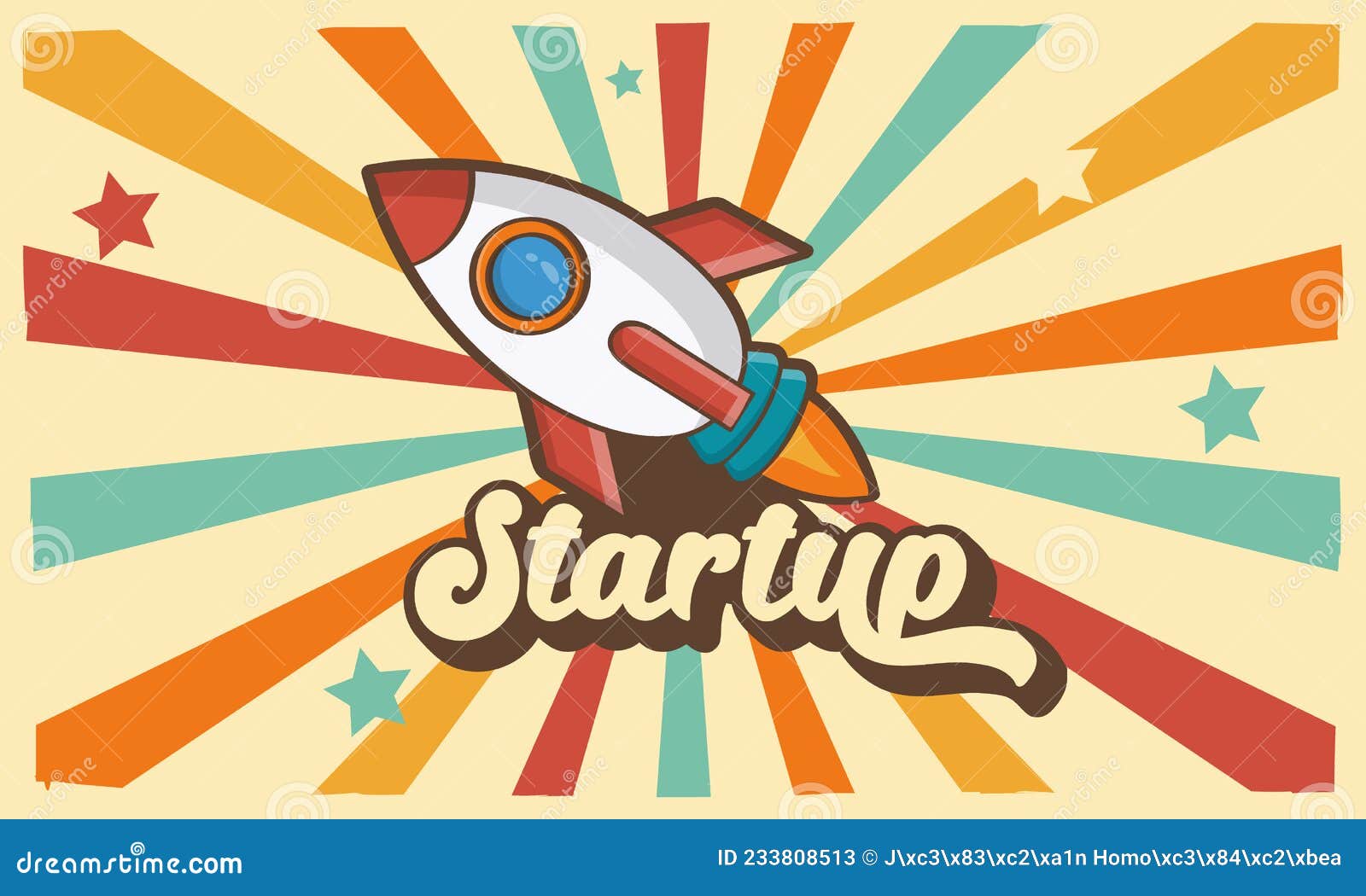 Cartoon Startup Retro Concept Stock Vector - Illustration of emblem ...