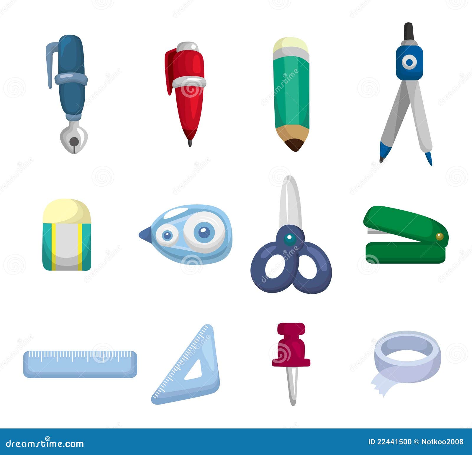 Cartoon Stationery icon stock vector. Illustration of blackboard - 22441500