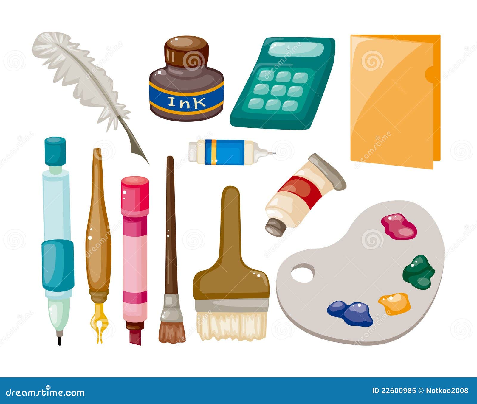Cartoon Stationery set stock vector. Illustration of color - 22600985