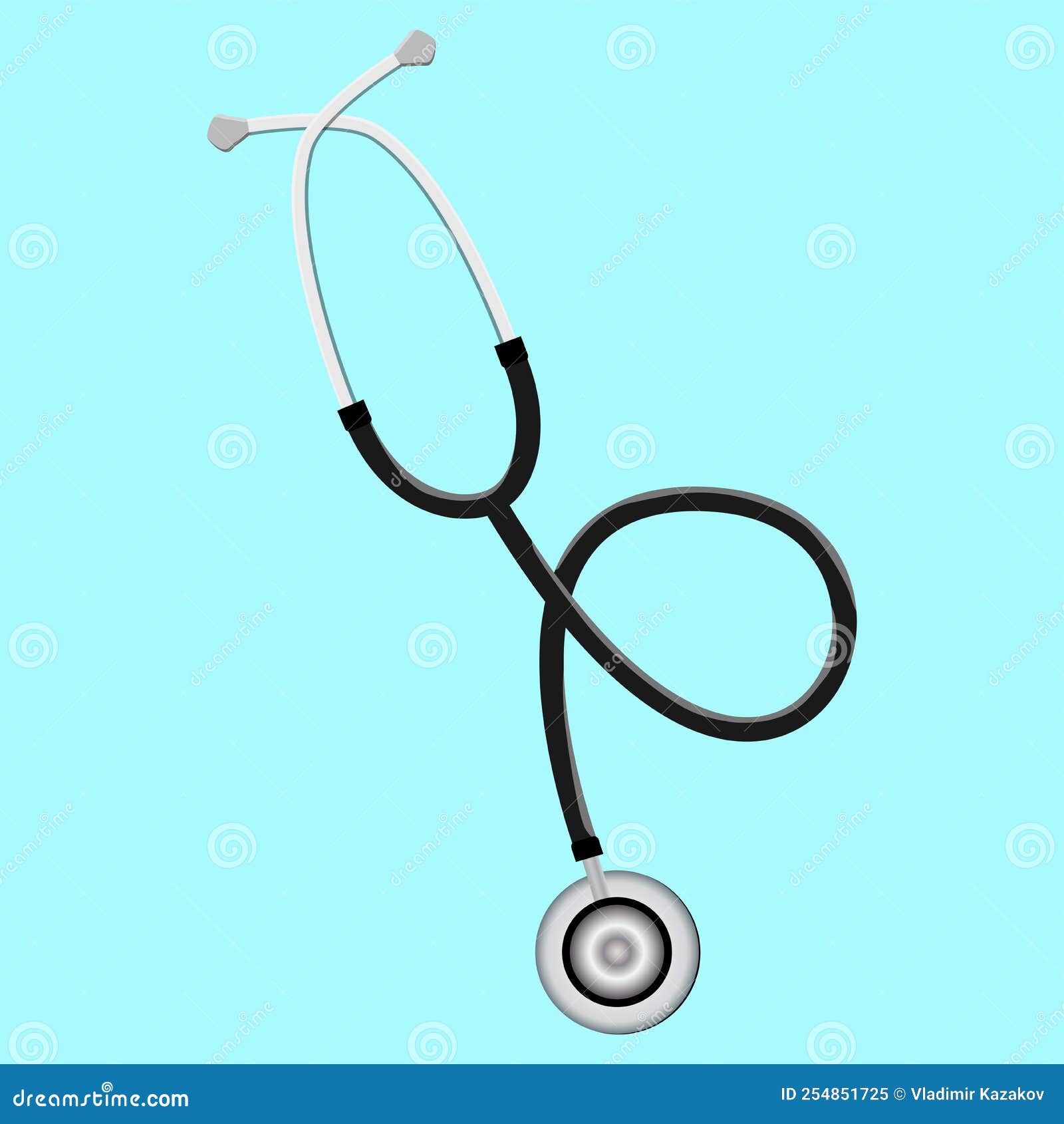 Cartoon Stethoscope with Shadows Isolated on Blue Background. Design ...