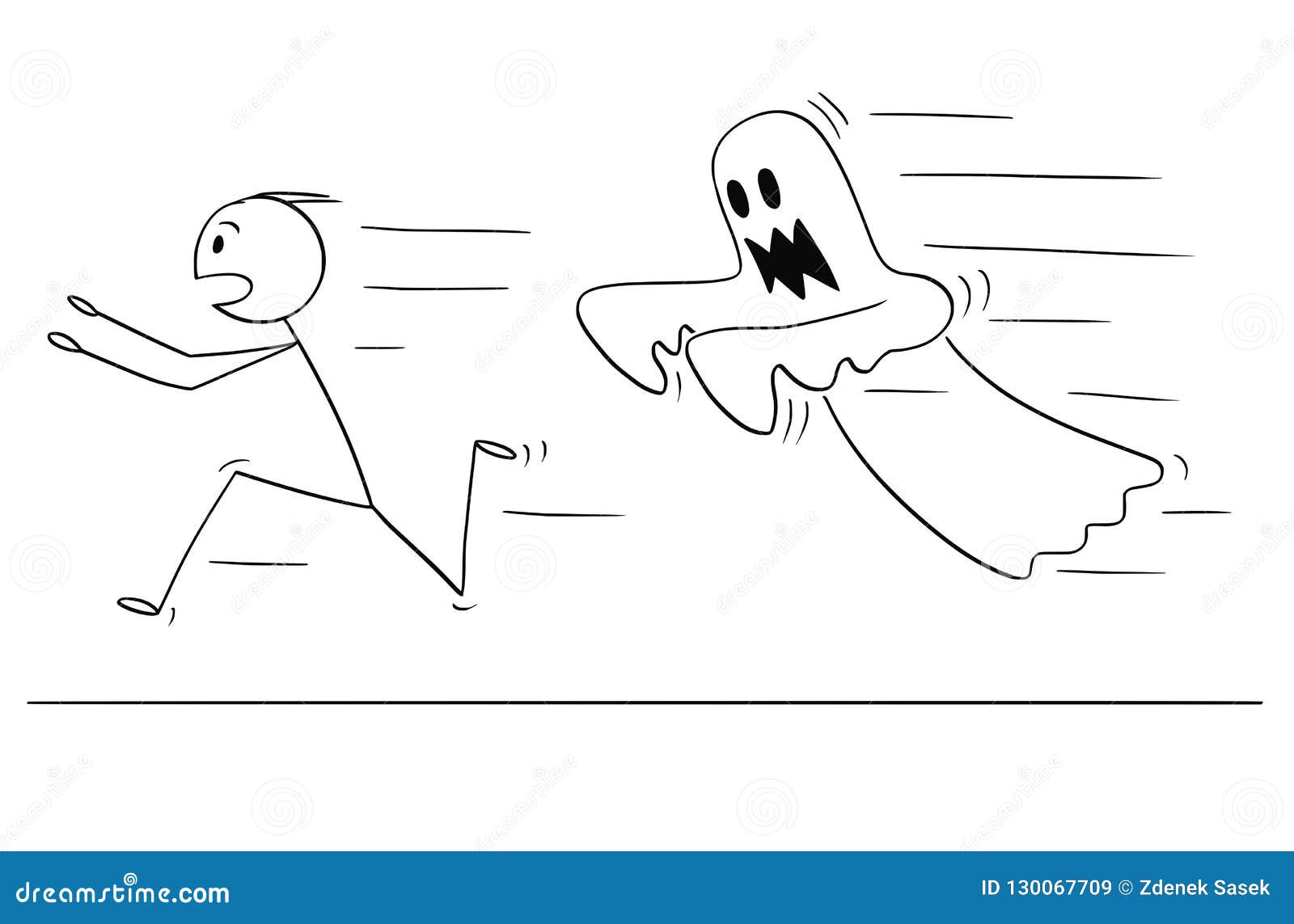 Cartoon of Frightened Man Running Away from Ghost Stock Vector ... Cartoon of Frightened Man Running Away from Ghost Stock Vector ...