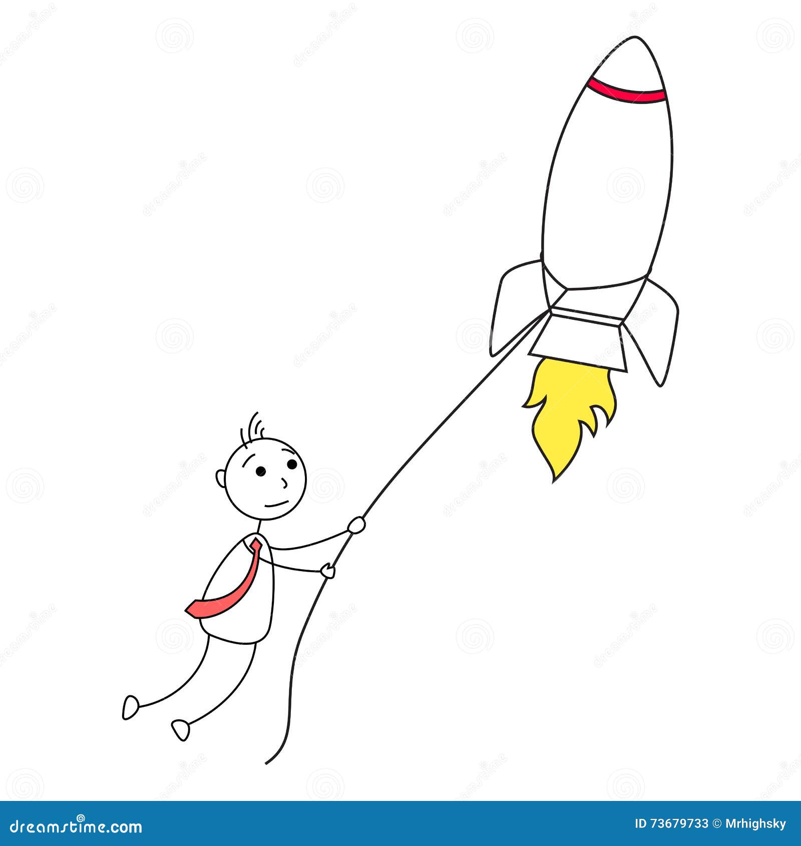 Cartoon Stick Man Catching a Rocket Stock Vector - Illustration of ...