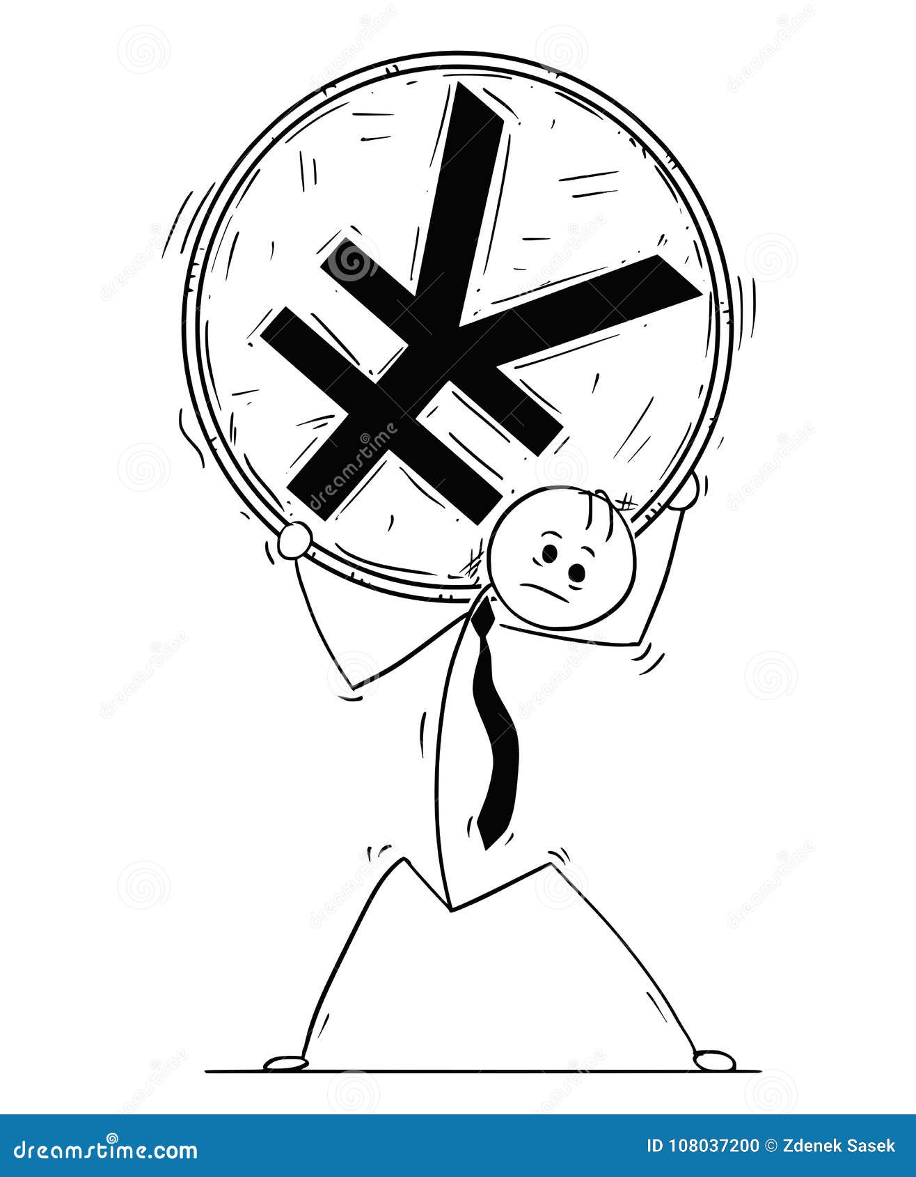 Conceptual Cartoon of Businessman Carry Big Yen or Yuan Coin Stock ... Conceptual Cartoon of Businessman Carry Big Yen or Yuan Coin Stock ...