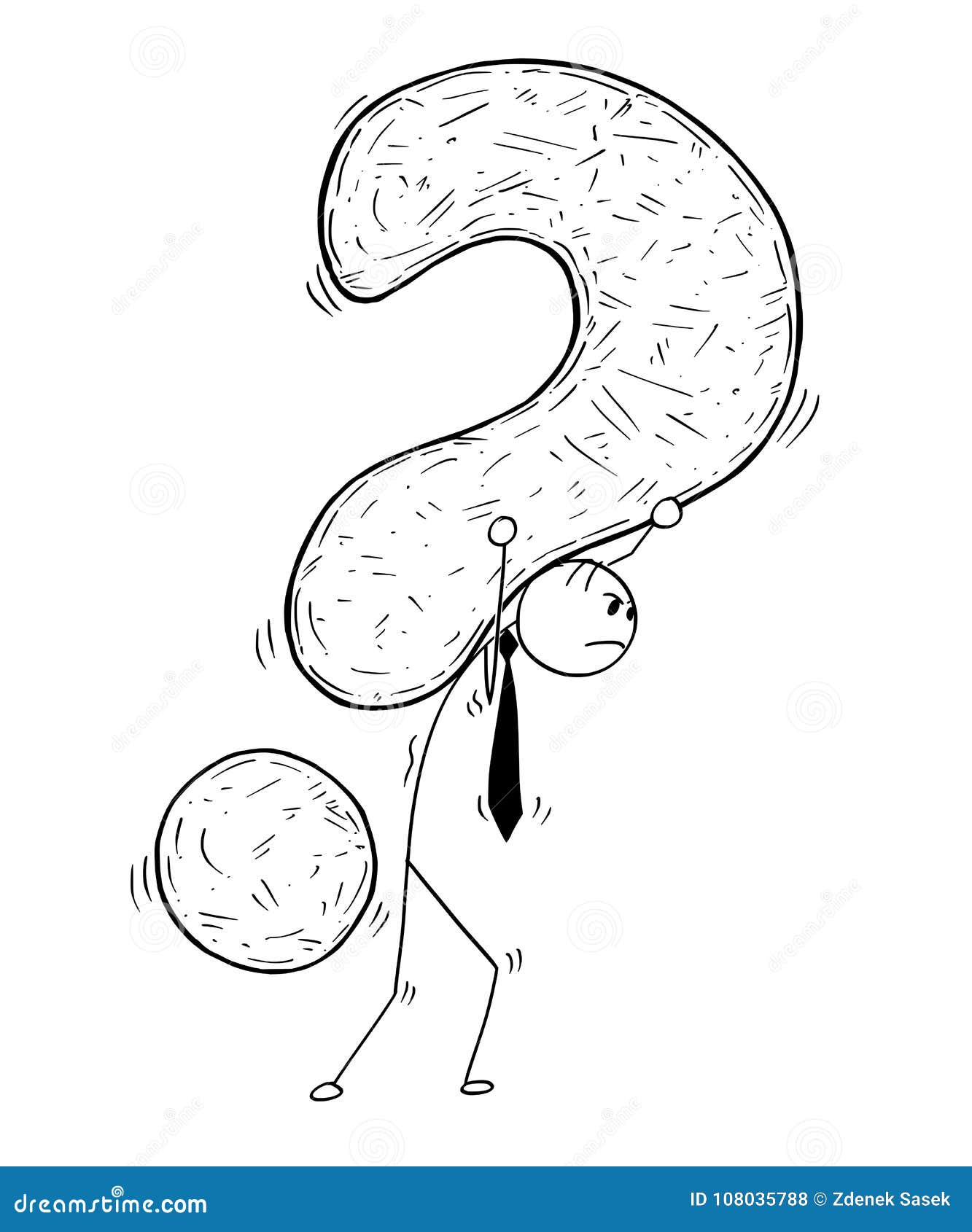 Conceptual Cartoon of Businessman Carry Large Question Mark Stock ... Conceptual Cartoon of Businessman Carry Large Question Mark Stock ...