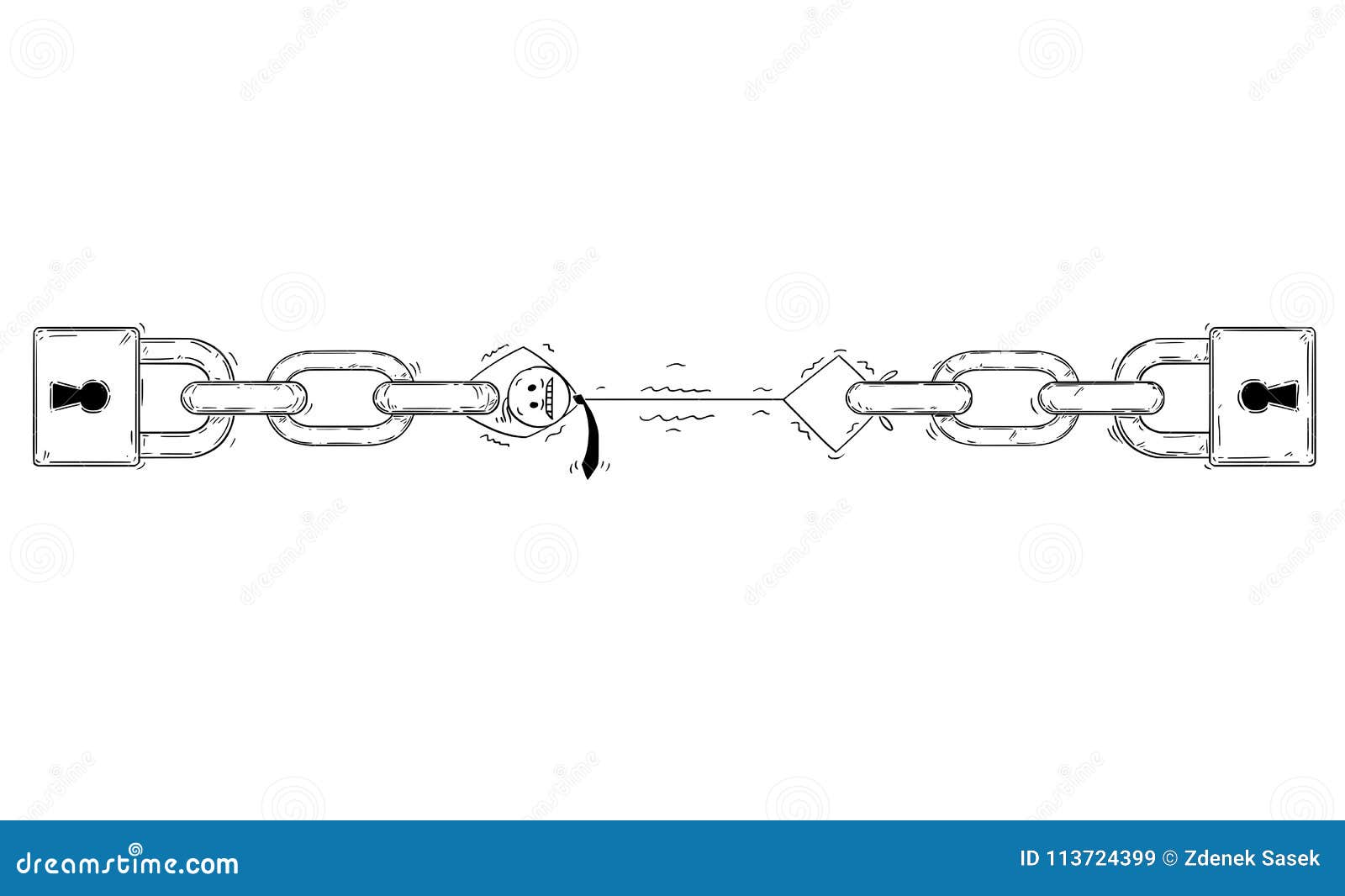 Cartoon Of Businessman Or User Or Employee As The Weakest Link Of The