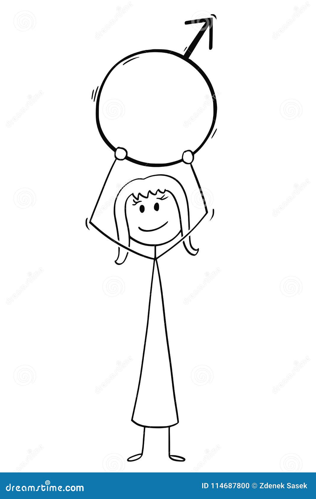 Cartoon Of Woman Holding Male Sex Symbol Stock Vector Illustration Of Relation Romance 114687800