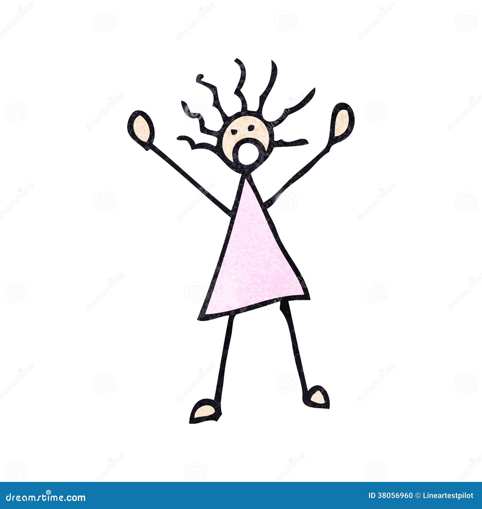Cartoon stick woman stock vector. Illustration of crazy - 38056960