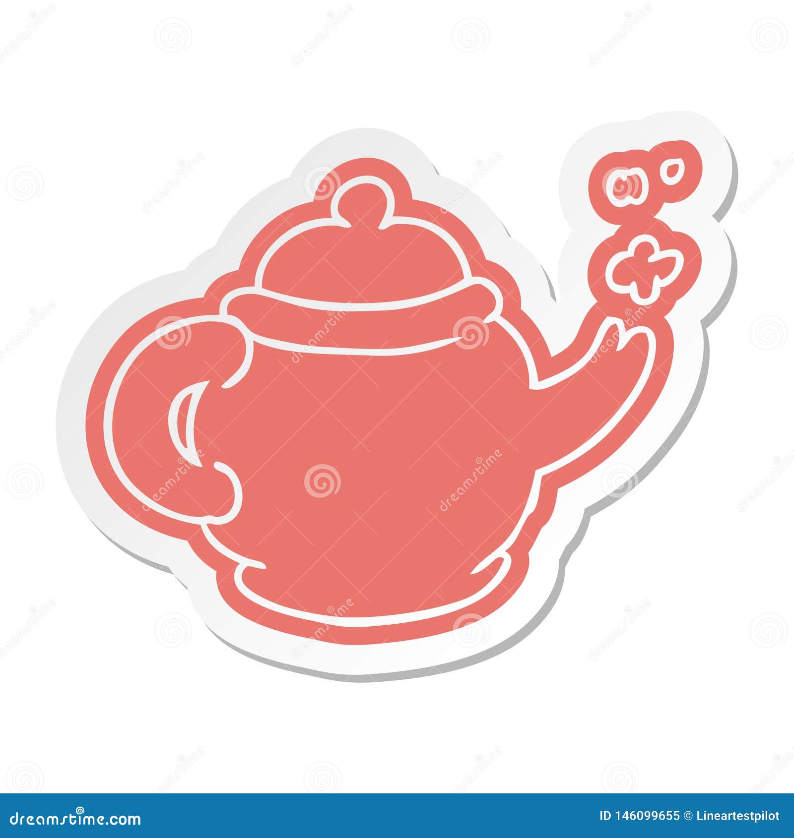 Cartoon Sticker of a Blue Tea Pot Stock Vector - Illustration of hand ...