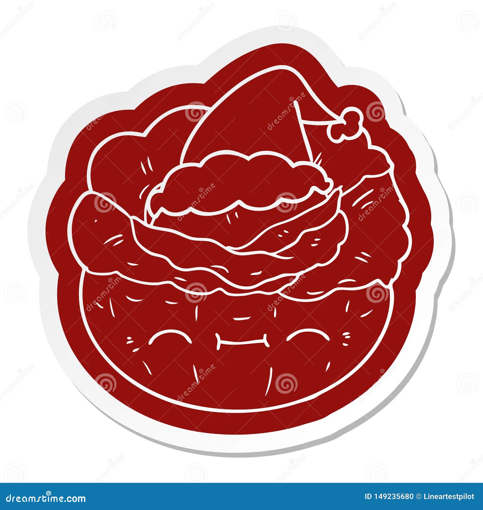 Cartoon Sticker of a Cabbage Wearing Santa Hat Stock Vector ...