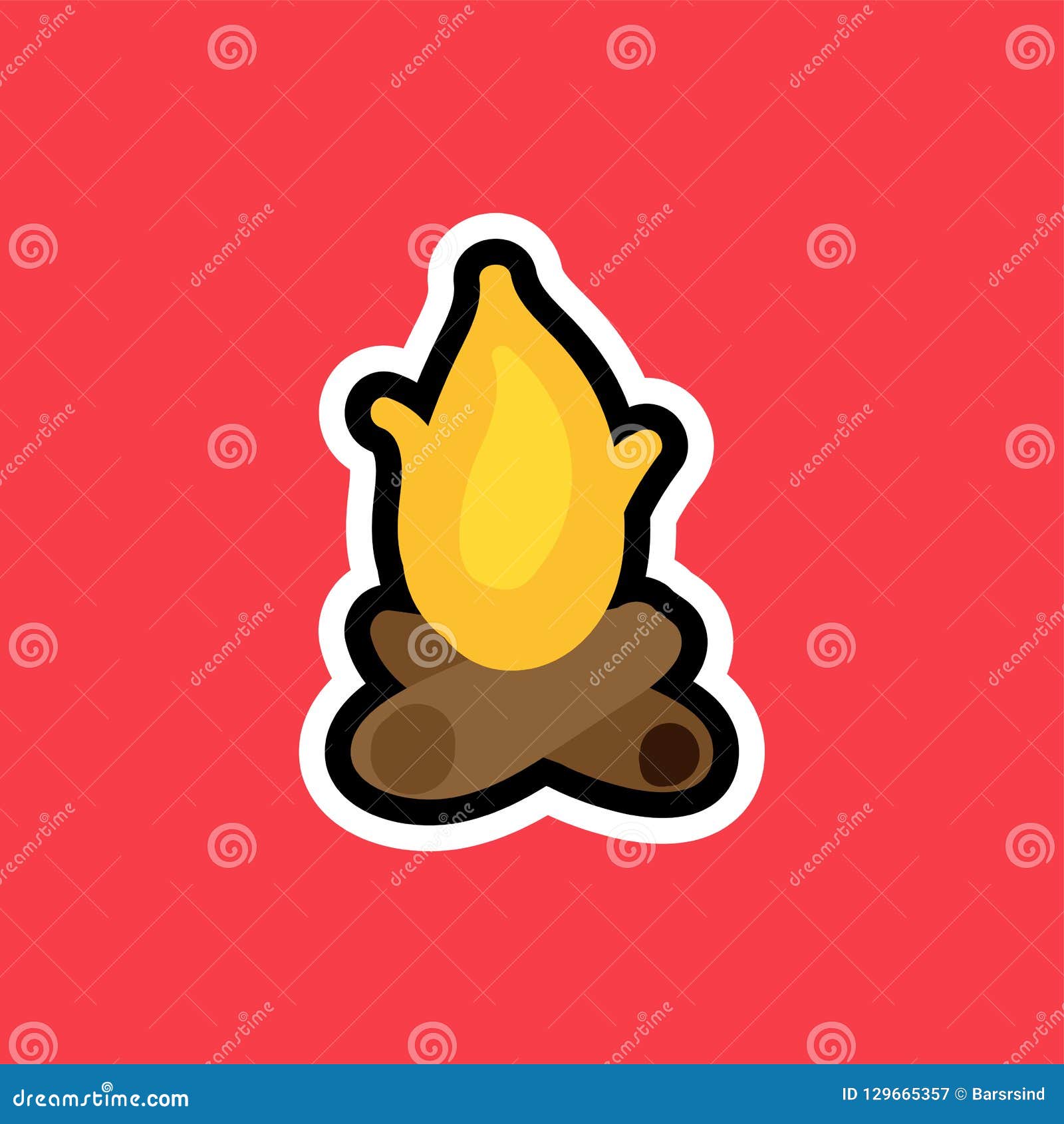 Cartoon Sticker with Campfire Stock Vector - Illustration of hiking ...