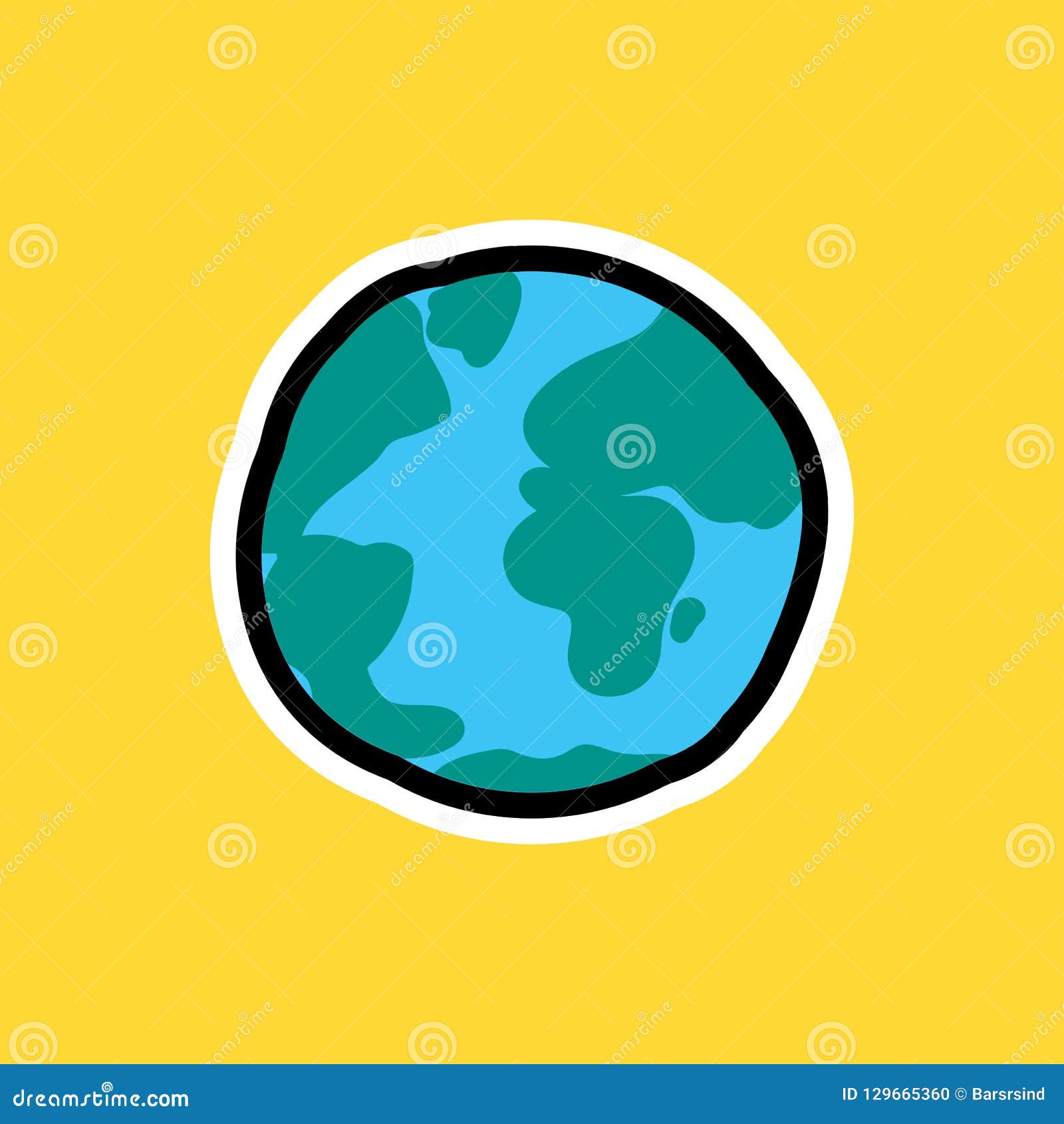 Cartoon Sticker with Earth Planet Stock Vector - Illustration of ...