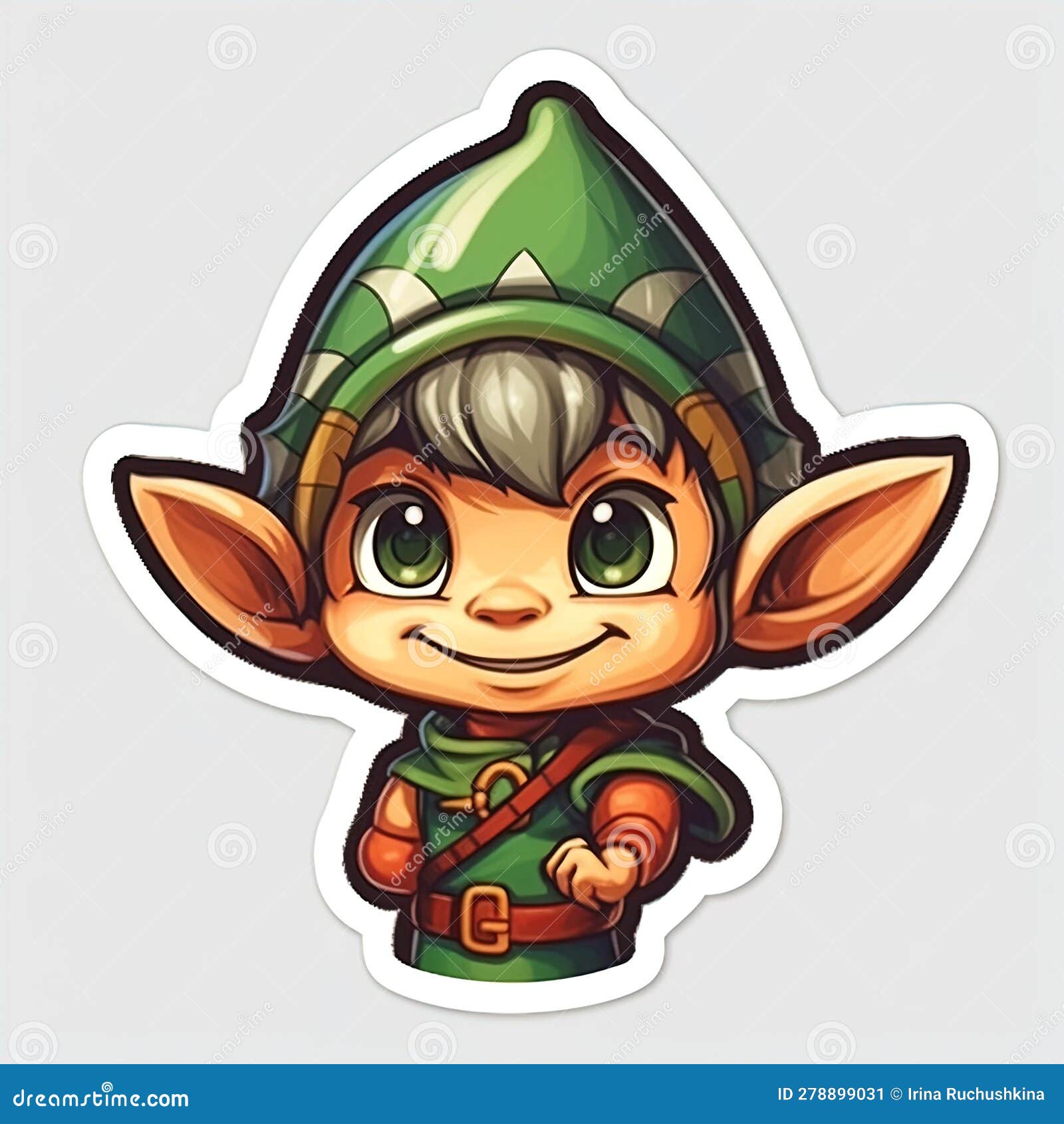 Cartoon Sticker Elf Boy. Sticker for Printing, Generative AI Stock ...