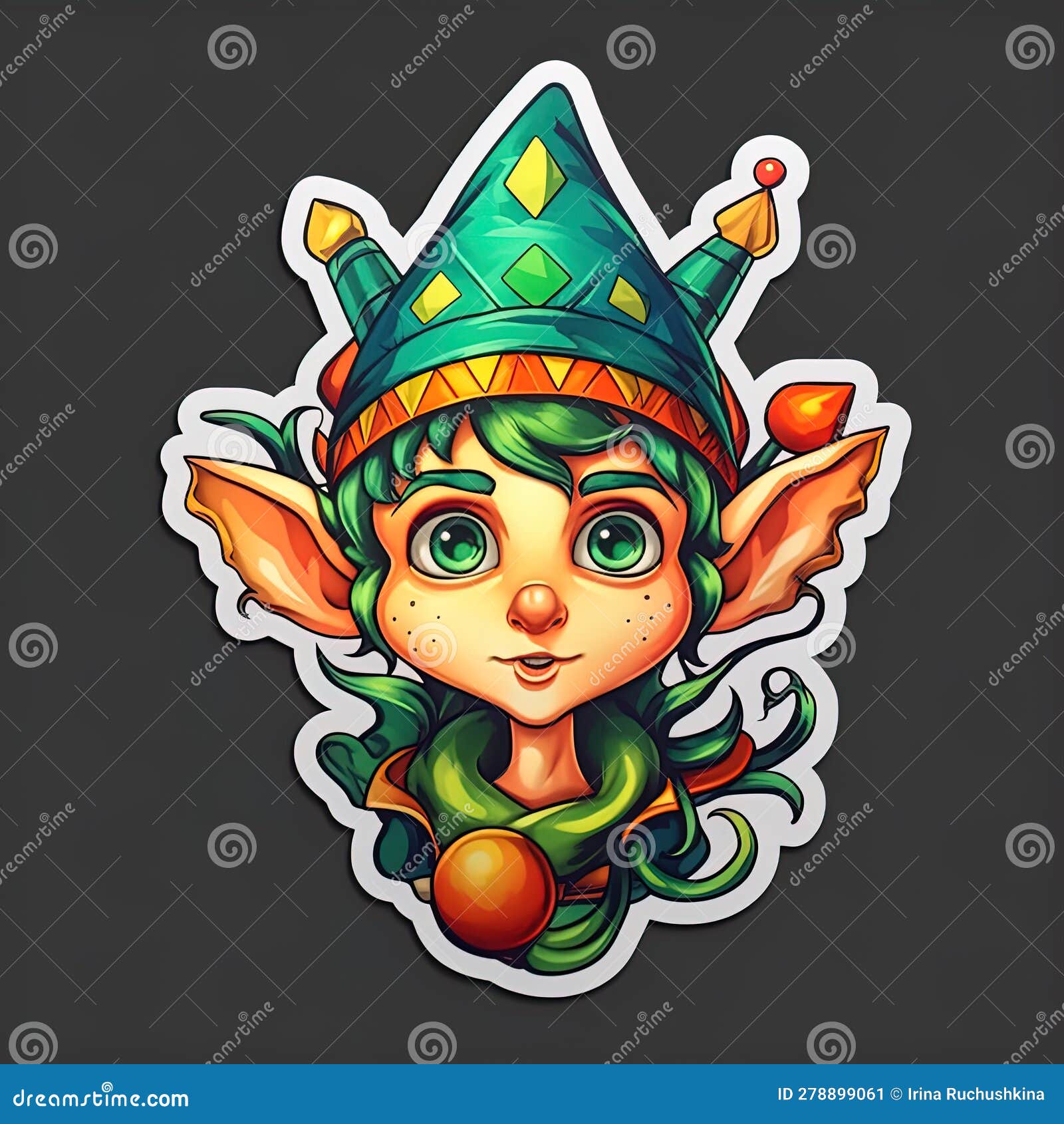 Cartoon Sticker Elf Boy. Sticker for Printing, Generative AI Stock ...