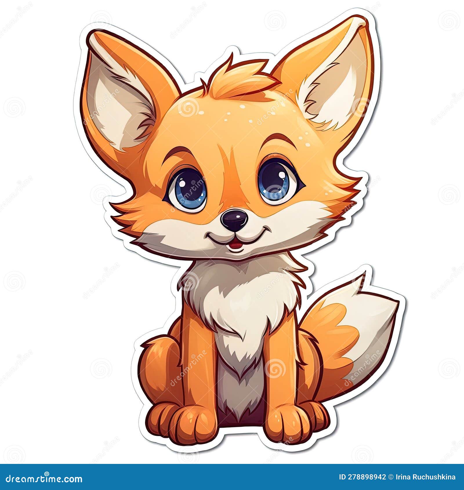 Cartoon Sticker with a Fox Cub. Sticker for Printing Stock Illustration ...