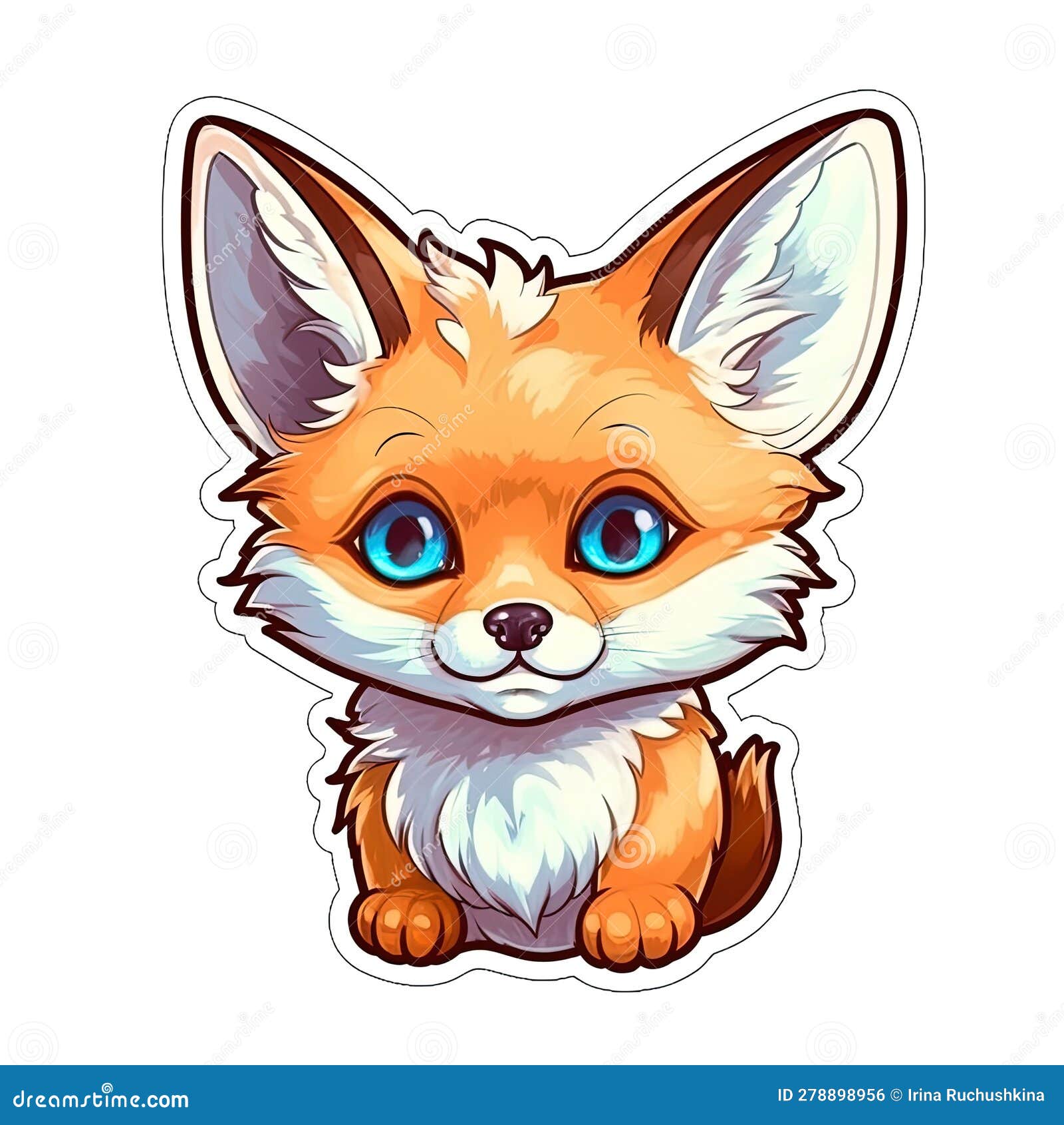 Cartoon Sticker with a Fox Cub. Sticker for Printing Stock Illustration ...