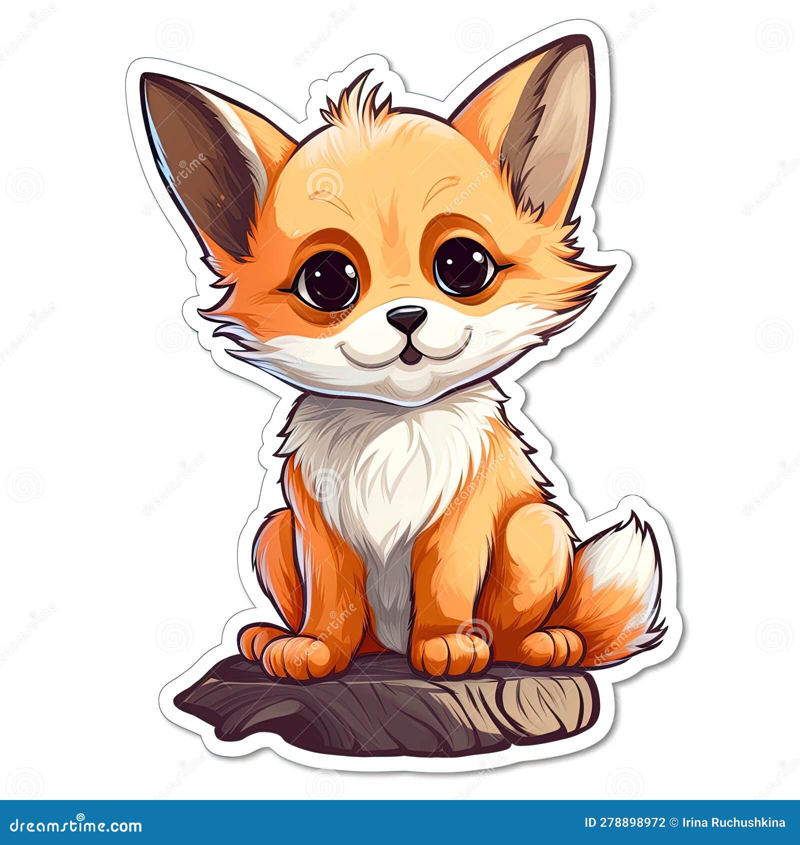 Cartoon Sticker with a Fox Cub. Sticker for Printing Stock Illustration ...