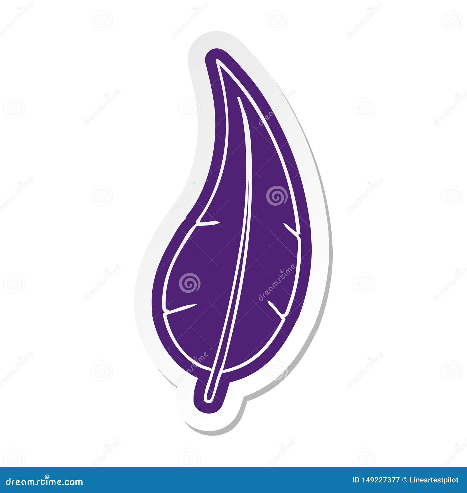 Cartoon Sticker of a Green Long Leaf Stock Vector - Illustration of ...