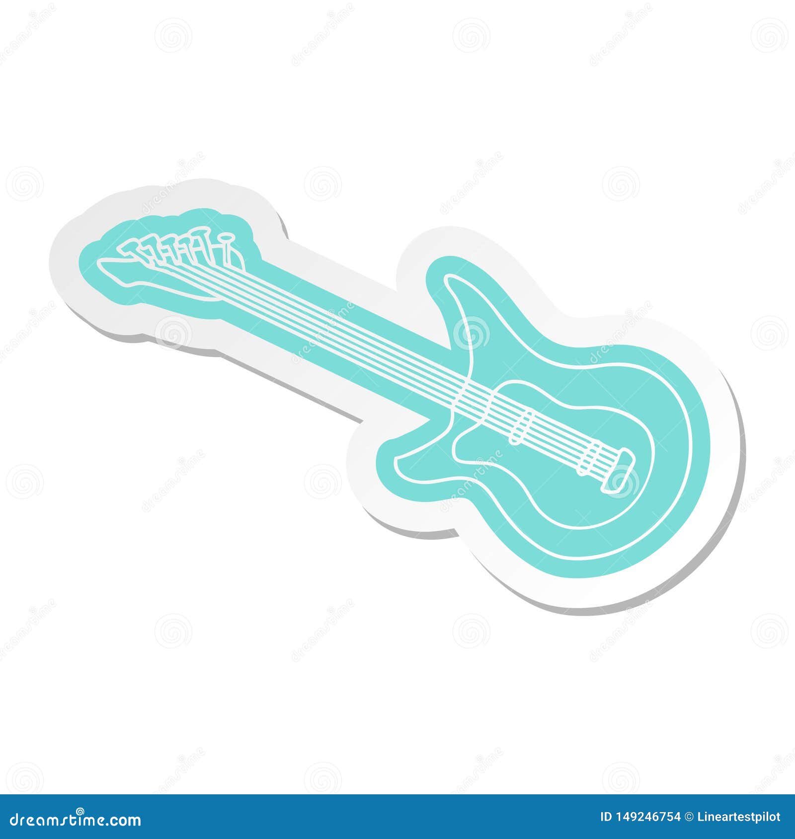 Cartoon Sticker of a Guitar Stock Vector - Illustration of icon ...