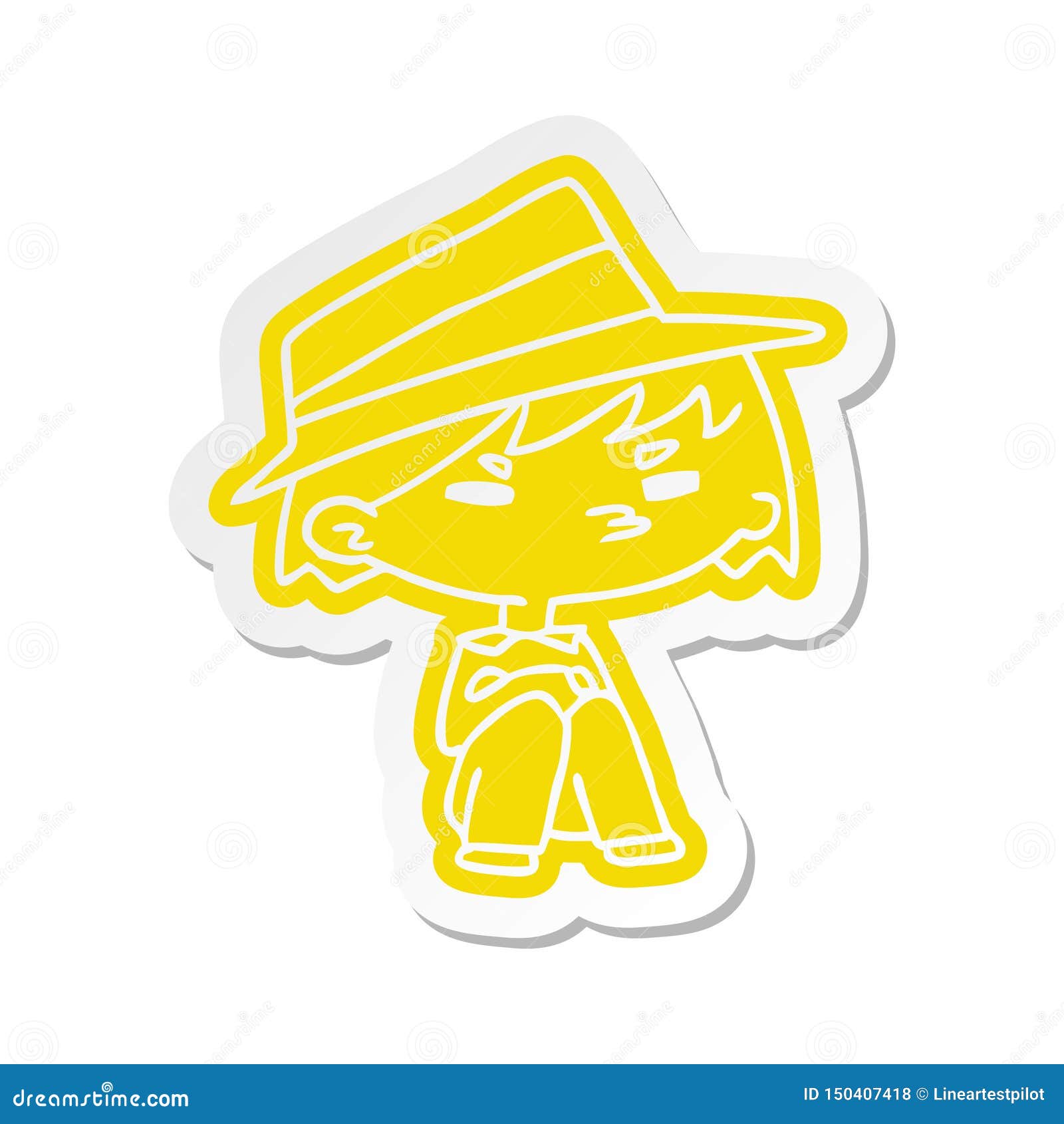 Cartoon Sticker of a Kawaii Cute Boy Stock Vector - Illustration of ...